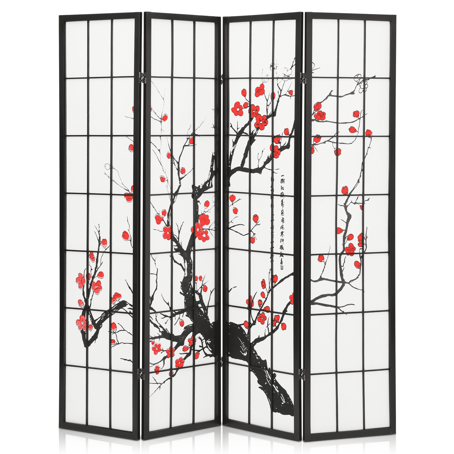 MoNiBloom 4 Panel Wood Room Divider, 5.8ft Tall Partition, Japanese ...