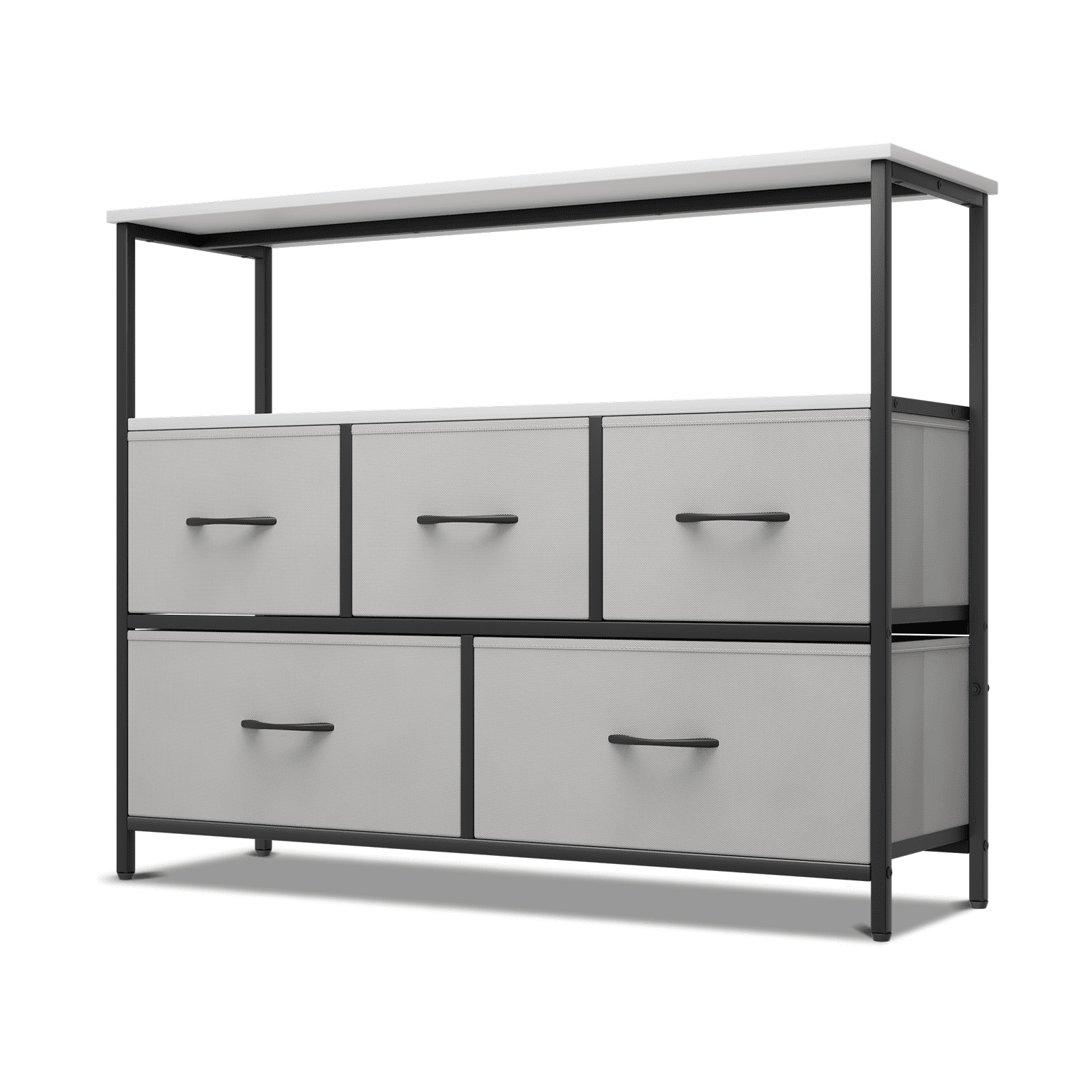 MoNiBloom 5 Drawers Dresser TV Stand with Open Storage Shelves, TV ...