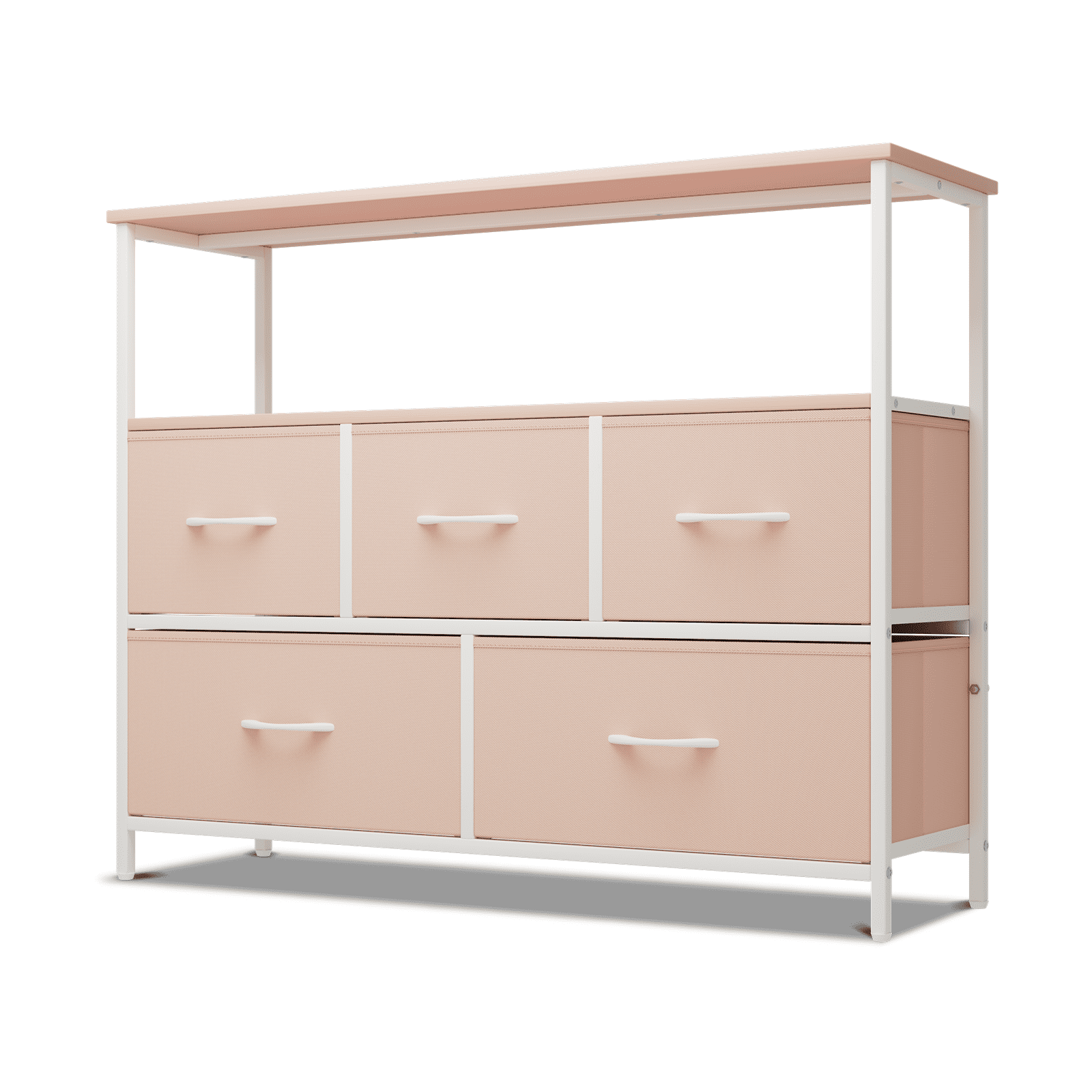 MoNiBloom 5 Drawers Dresser TV Stand with Open Storage Shelves, TV ...