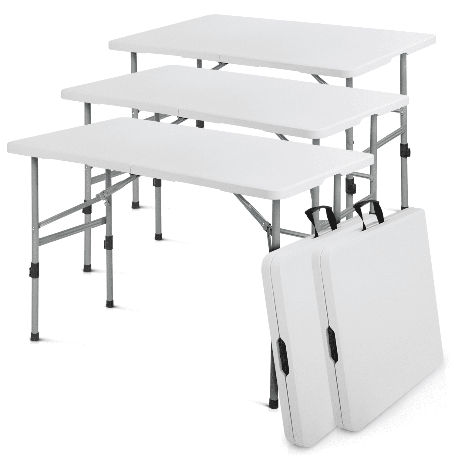 MoNiBloom Collapsible 5 Pack 4Ft Card Table, Portable w/ Handle, Indoor ...