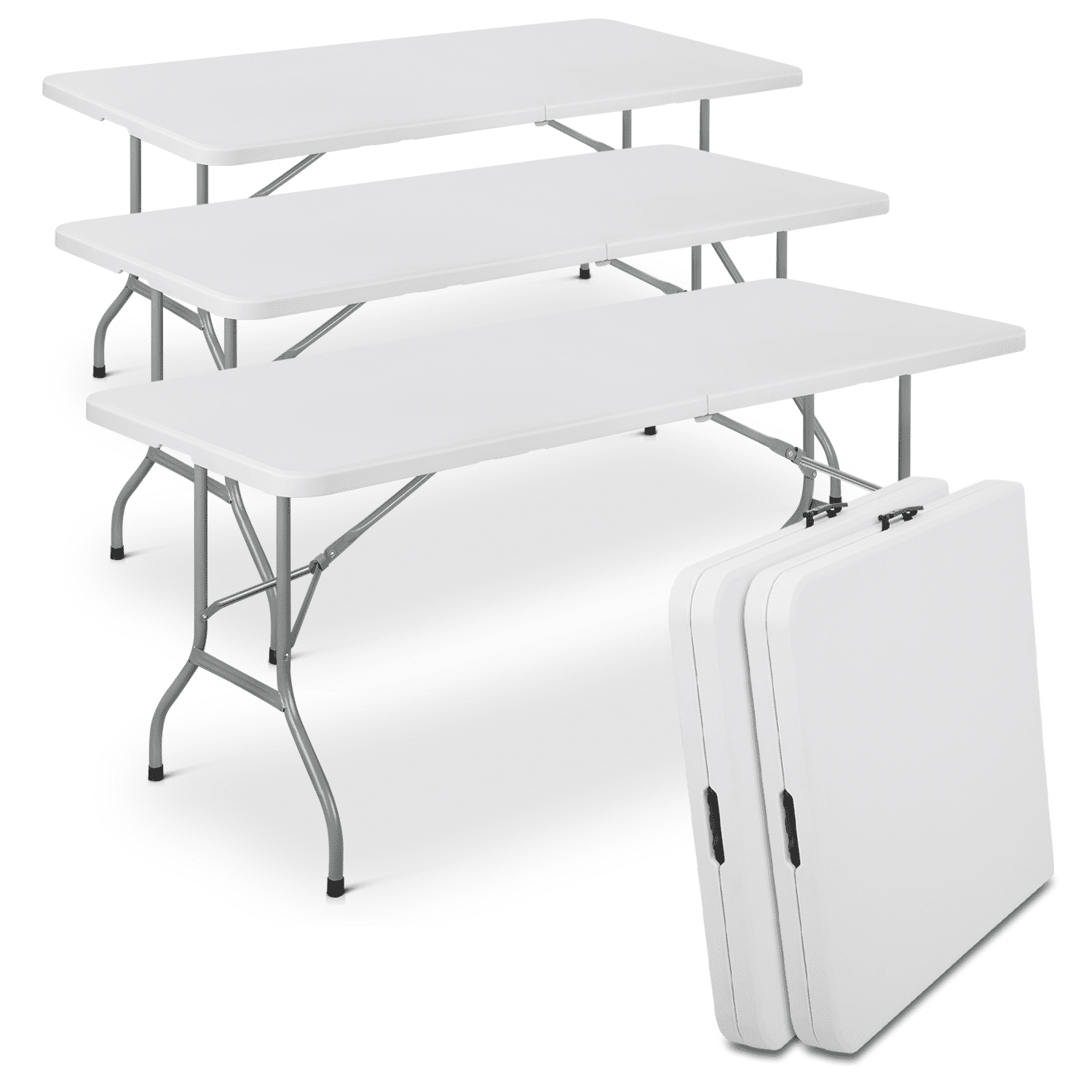 MoNiBloom 5-Pack Heavy Duty Foldable Table, Portable Plastic w/Steel ...