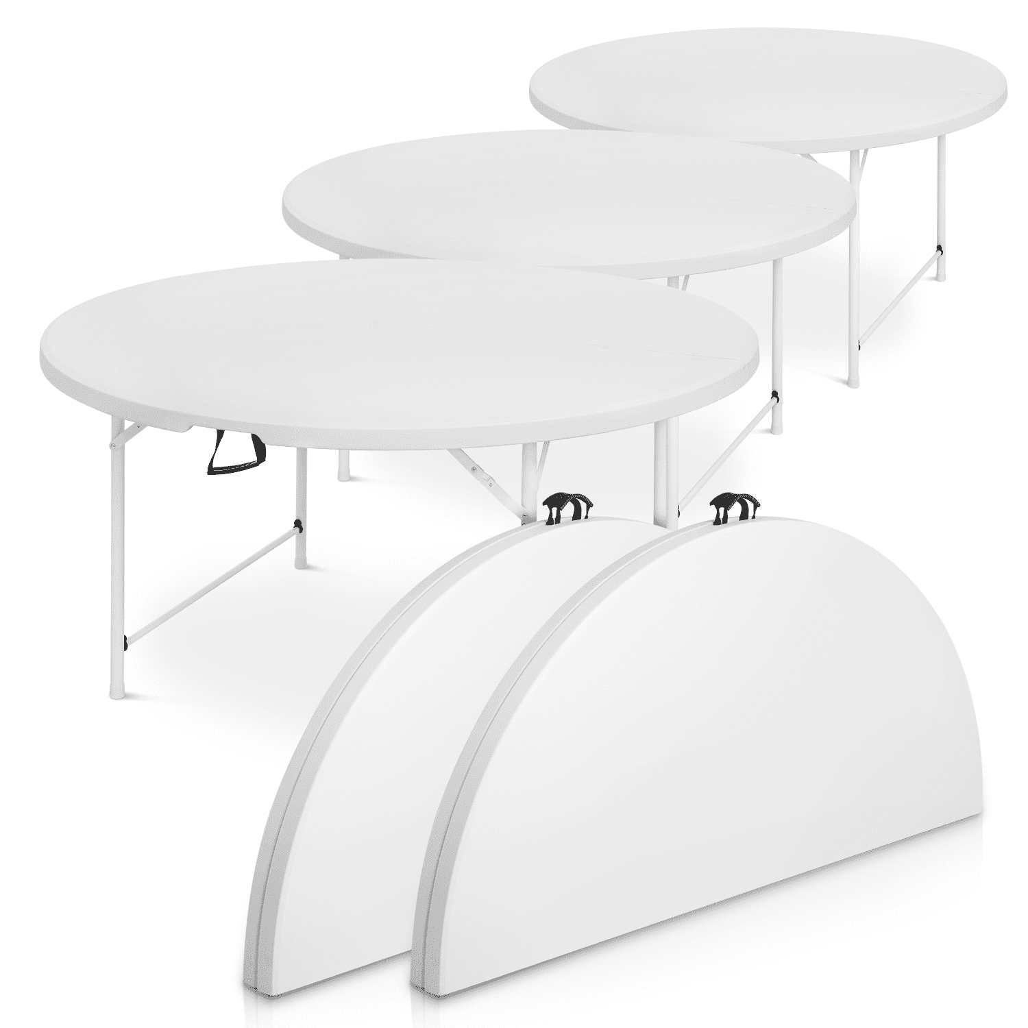 MoNiBloom Foldable 5 Piece Patio Dining Table Set, 5Ft Round Plastic ...