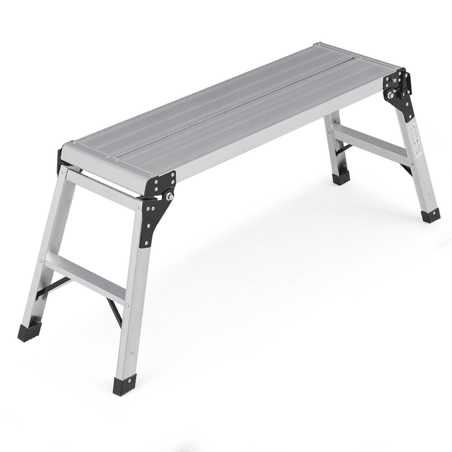 MoNiBloom 51" Aluminum Folding Work Platform Step Ladder Non-Slip Work ...
