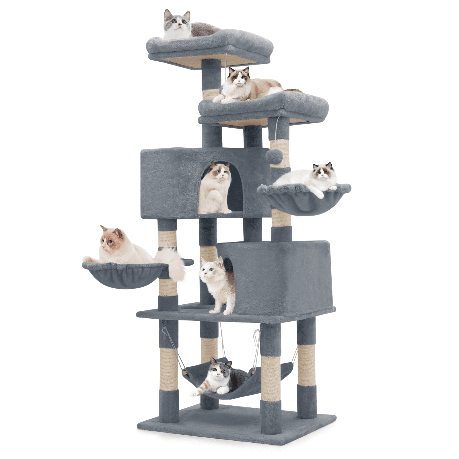 MoNiBloom 57.5" Cat Tree Tower & Cat Condo Scratching, Multi-Level ...
