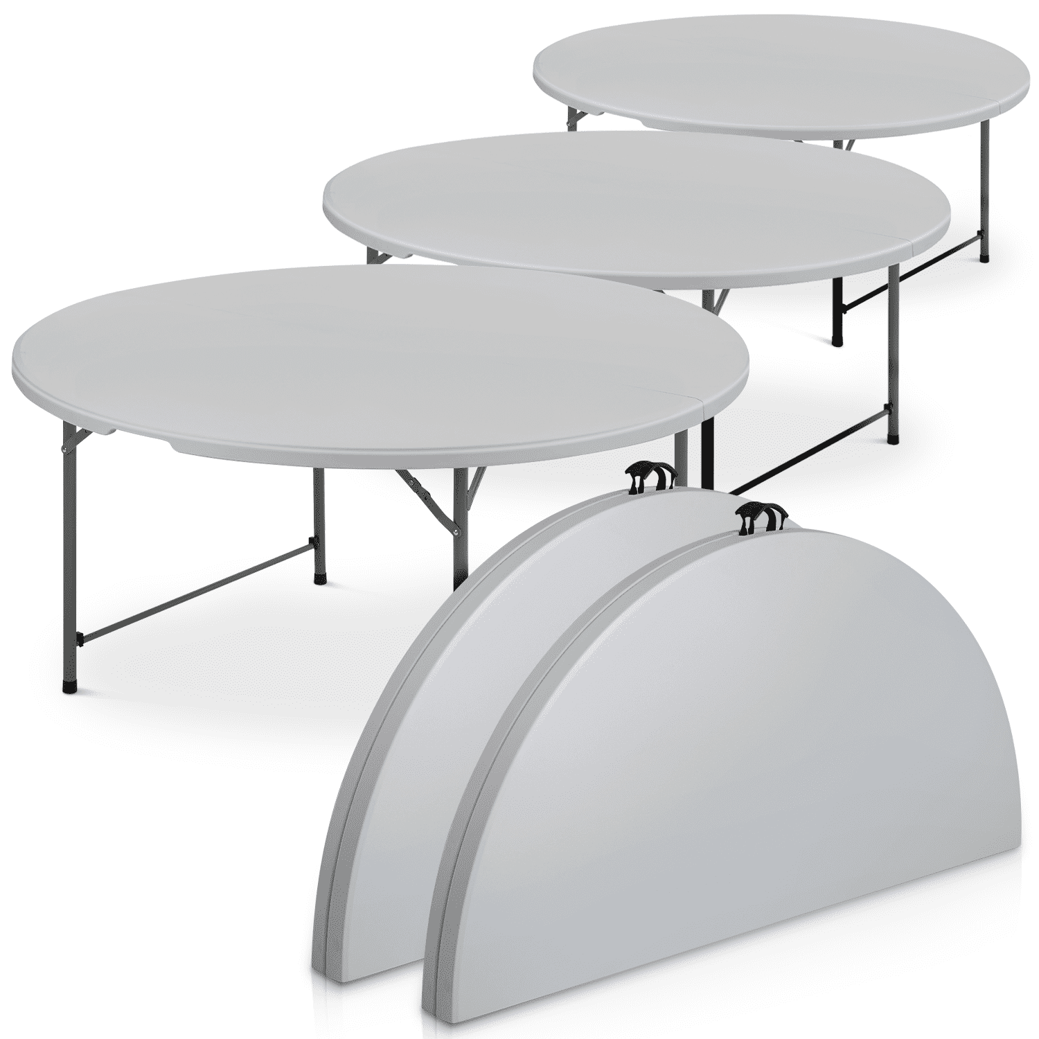 MoNiBloom 5Ft Round Bi-Fold Dining Plastic Table 5 Pack, Metal Frame ...