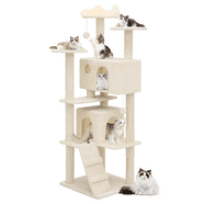 Yaheetech Large 42'' Tall Cactus Cat Tree Tower with Basket, Natural ...