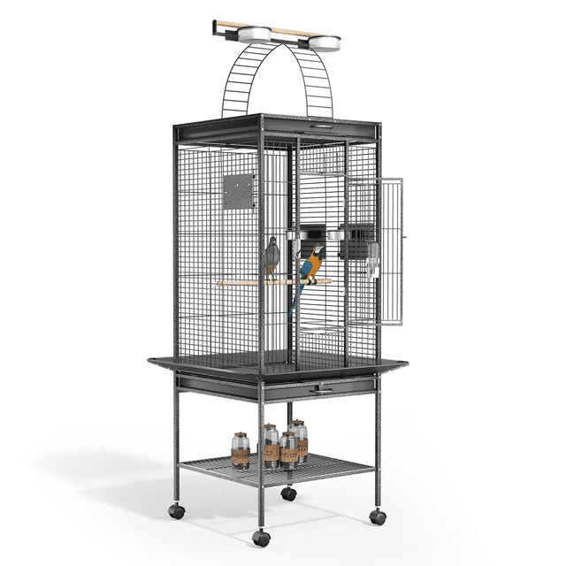 MoNiBloom 61" Large Rolling Bird Cage with 2 Perches and 4 Doors, heavy ...