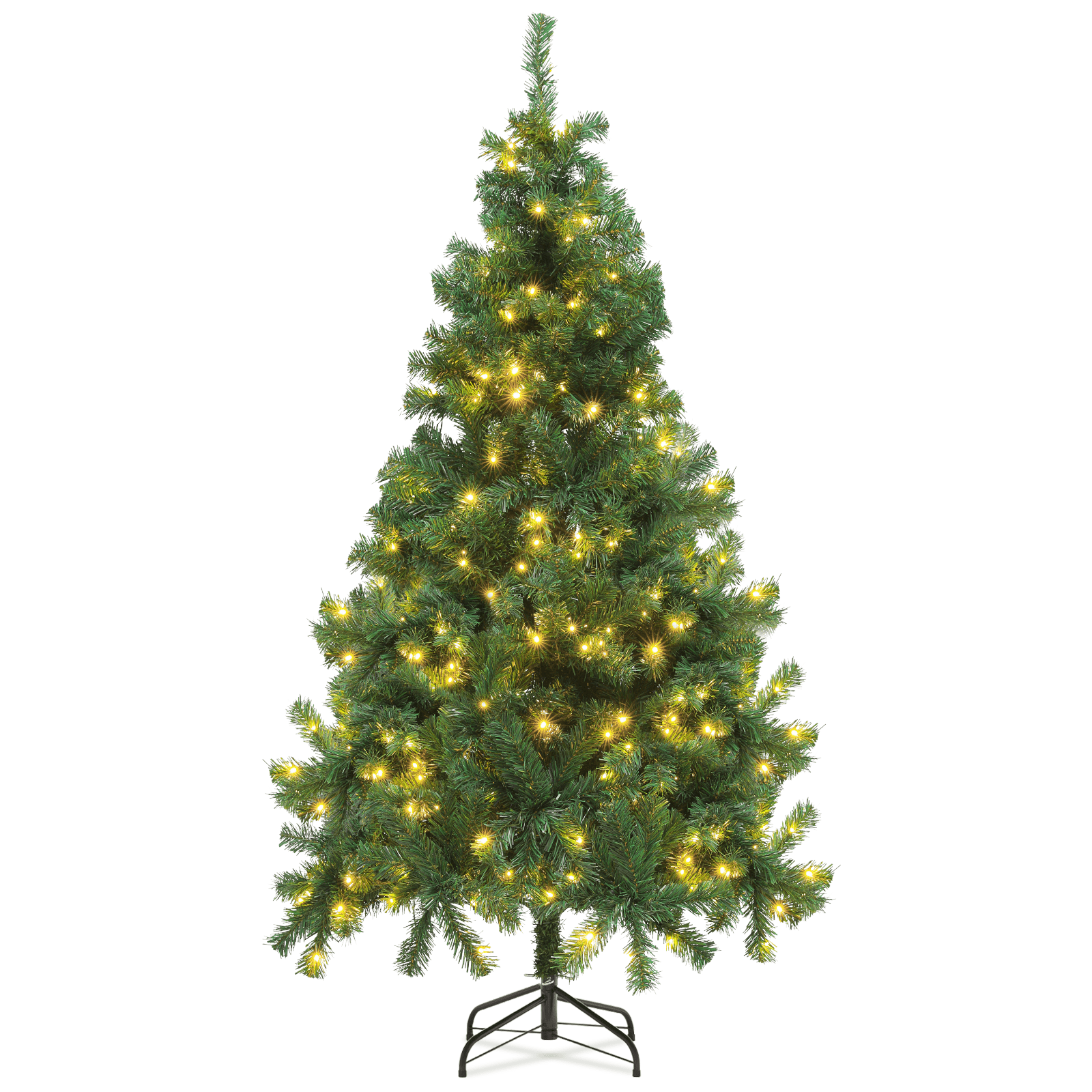 MoNiBloom 6Ft Pre-Lit Hinged Spruce Christmas Tree with Warm White LED ...