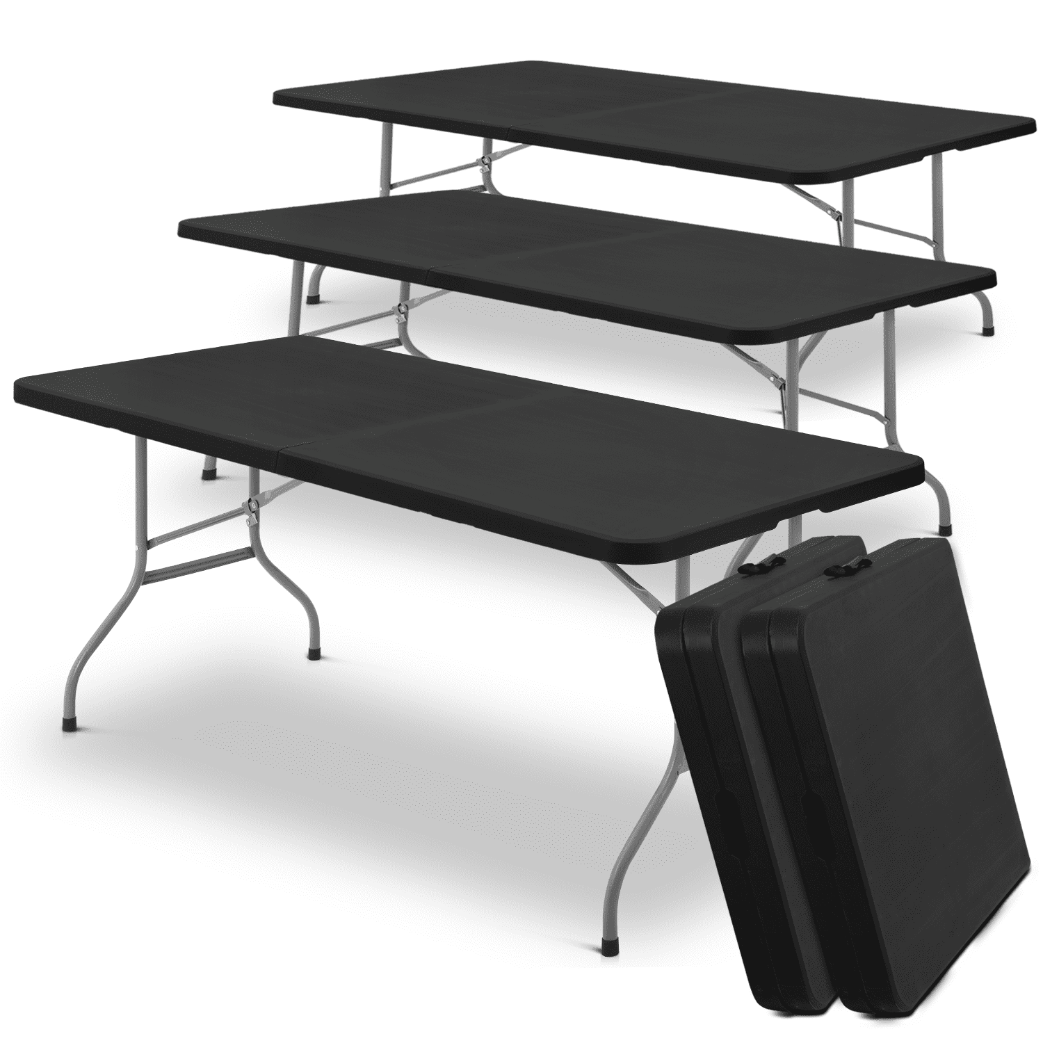 MoNiBloom Foldable 6Ft Plastic Table Set of 5, Lightweight Outdoor ...