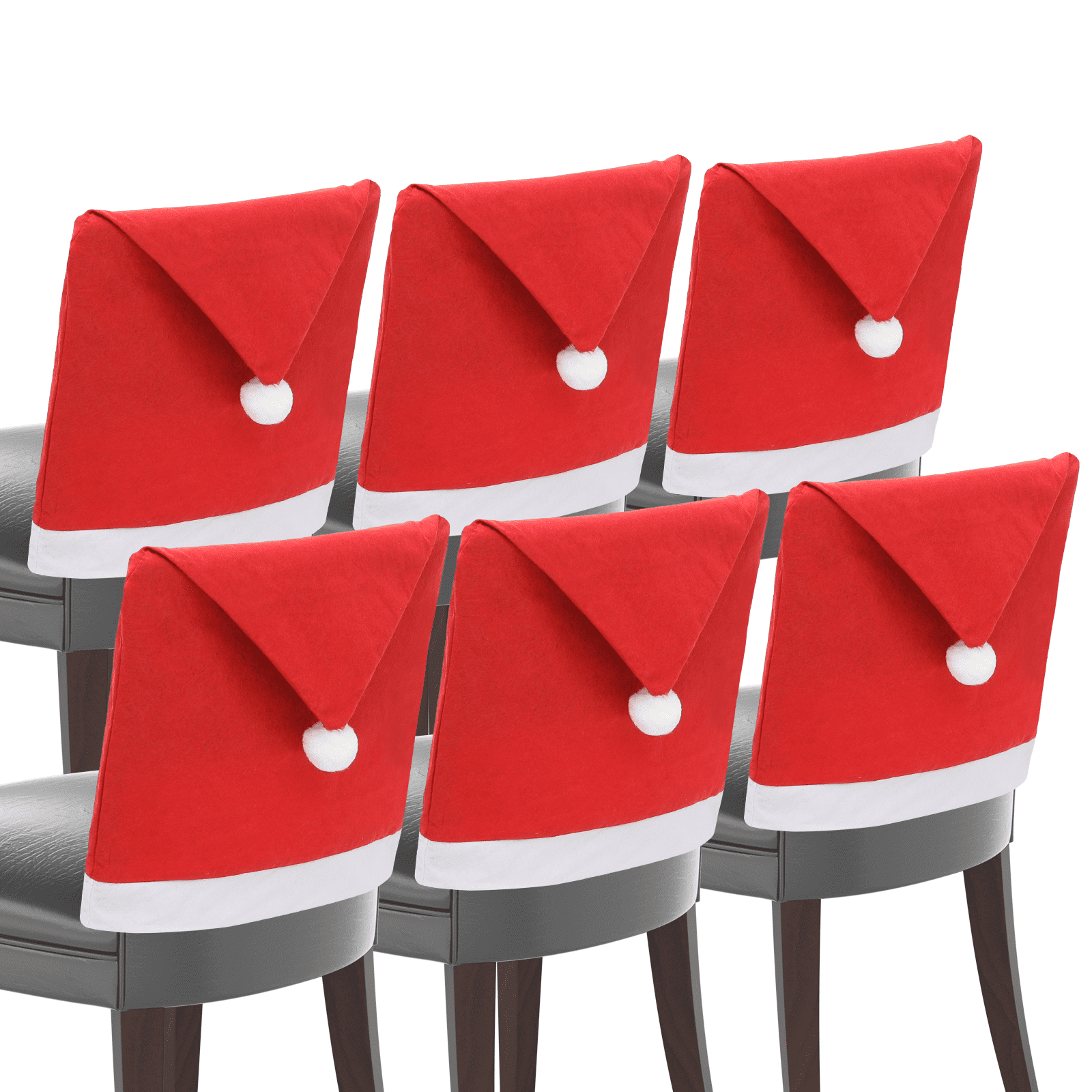 MoNiBloom 6PCS Christmas Chair Covers, Non-Woven Xmas Hat Santa Claus ...
