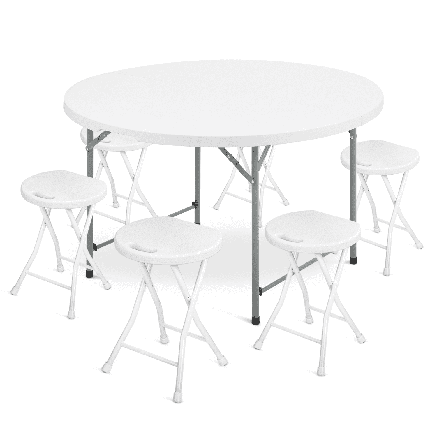 MoNiBloom 7 Pieces 4.5 FT Folding Round Table and Chair Set, Indoor ...