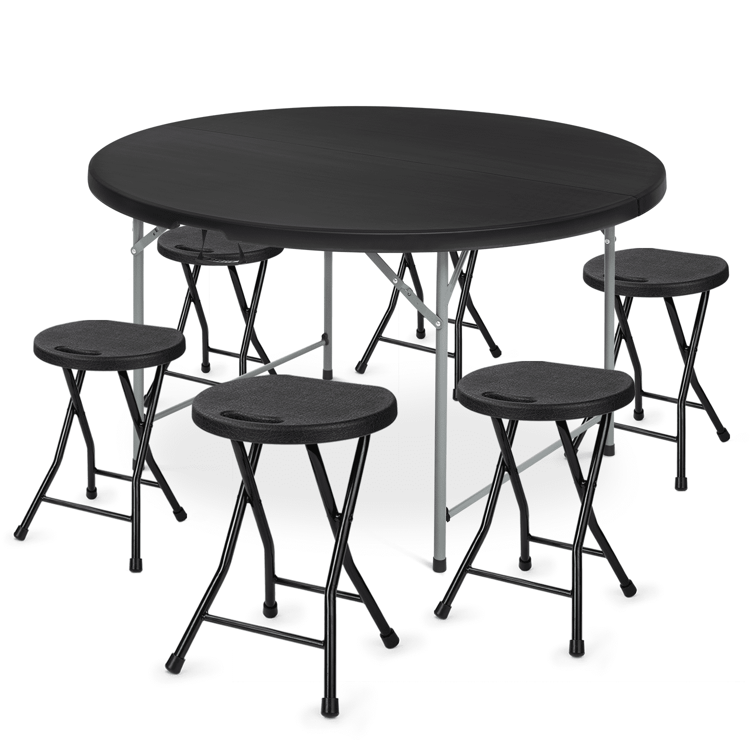 MoNiBloom 7-Piece Dining Portable Foldaway Set, 4.5 FT Round Table ...