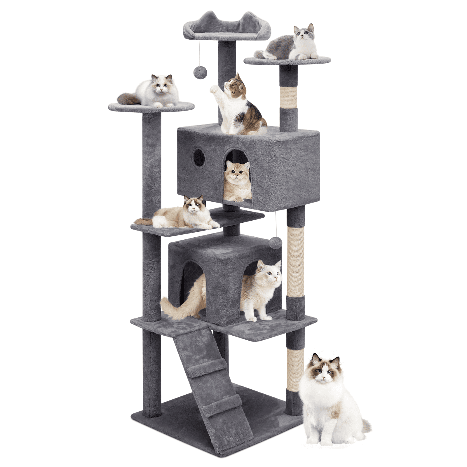 MoNiBloom 70" Tall Cat Tower Condo with Scratching Post for Indoor Cats ...