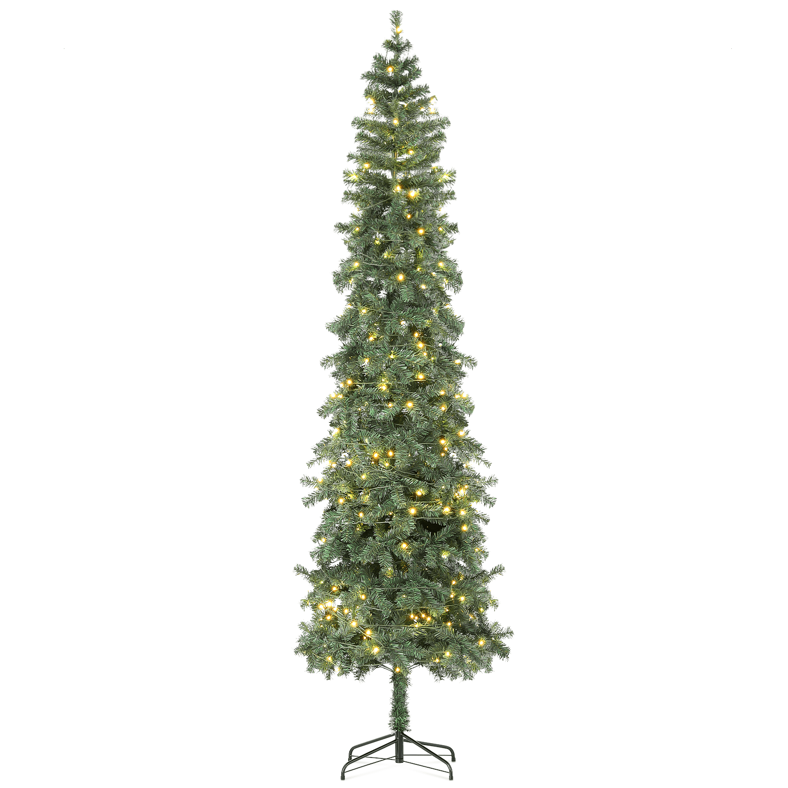 MoNiBloom 9 Ft Artificial Pencil Christmas Tree with Pre-Lit 330 LED ...