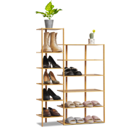 MoNiBloom Bamboo 3 Tiers Enclosed Shelf Organizer, 1 Drawer Shoe Rack ...