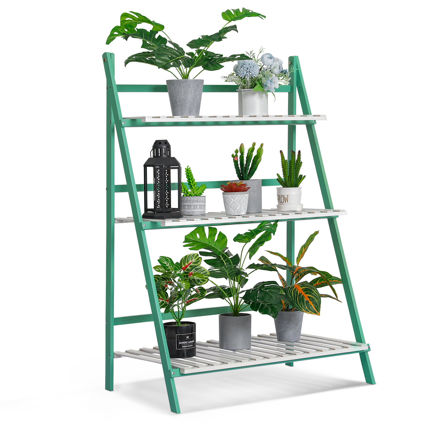 MoNiBloom Indoor/Outdoor Bamboo 3-Tier Foldable Plant Stand, Multi ...