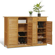 MoNiBloom Bamboo 3 Tiers Enclosed Shelf Organizer, 1 Drawer Shoe Rack ...