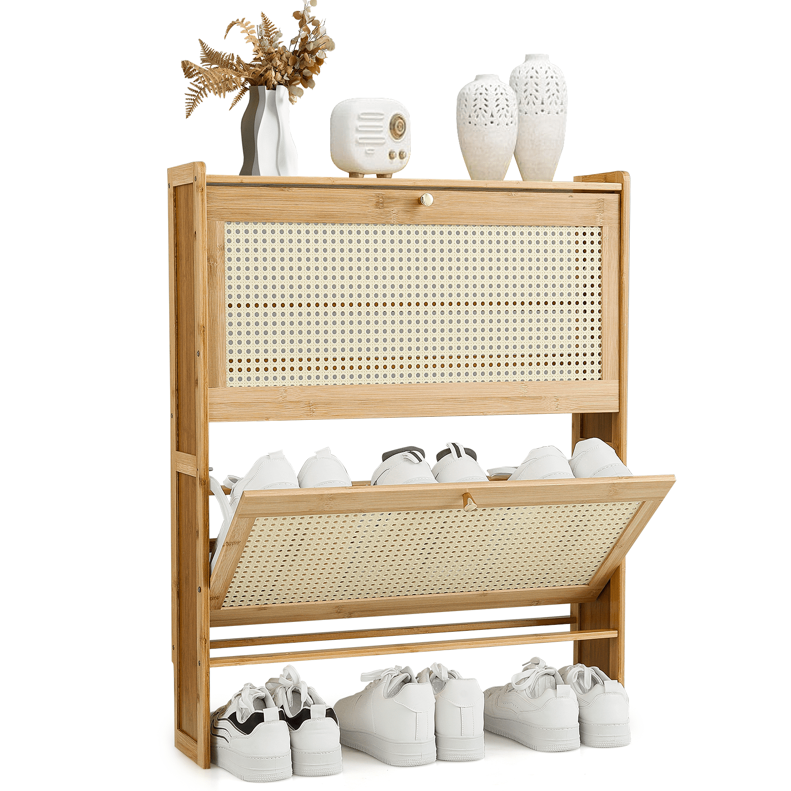 MoNiBloom Bamboo 4-Tiers Thin Shoe Cabinet for Narrow Entryway ...