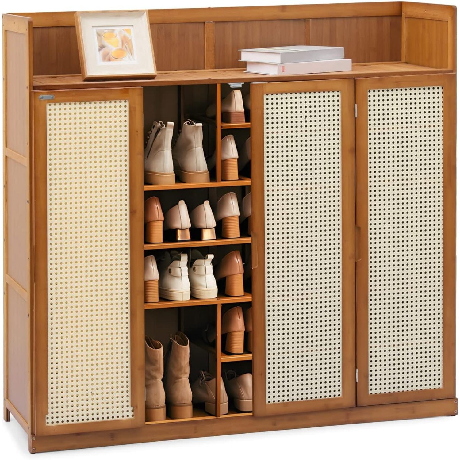 MoNiBloom Bamboo 6 Tier Freestanding Boho Shoe Storage Cabinet ...