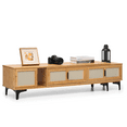 MoNiBloom Bamboo TV Stand with Storage Cabinet, 54" to 82.5" Extendable ...