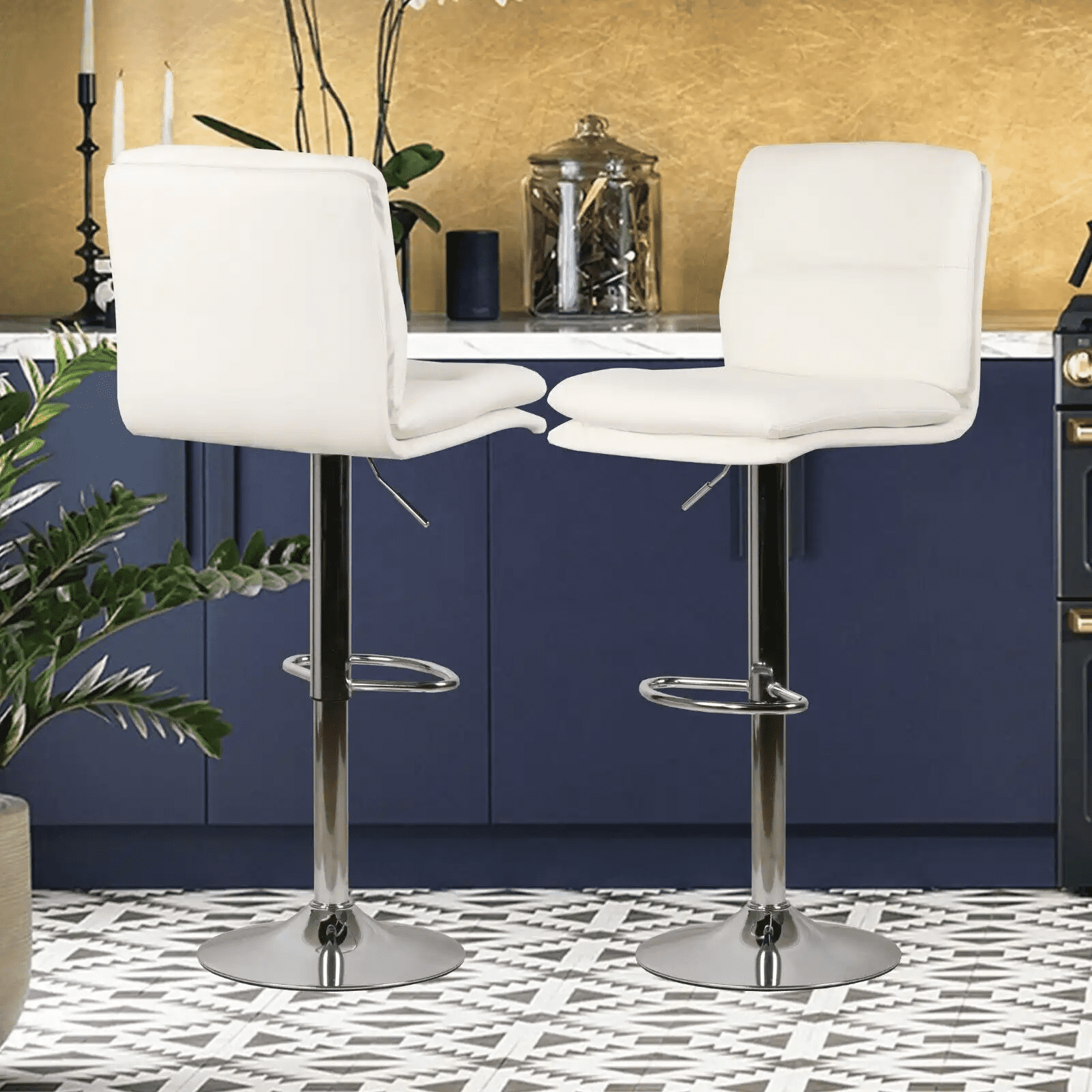 MoNiBloom Bar Stools Set of 2 Adjustable Counter Height Bar Stools with ...