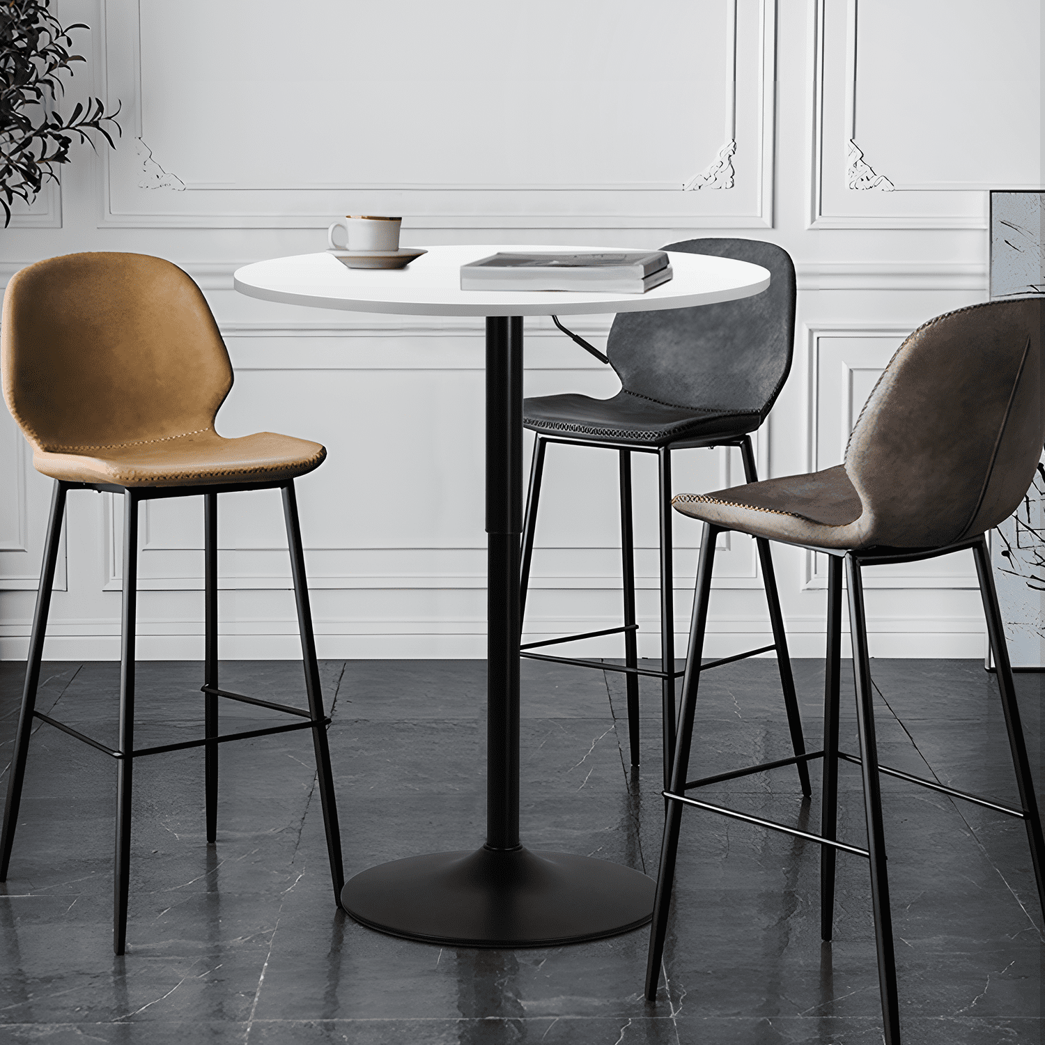 MoNiBloom Barstool Table 31.5" Round Adjustable Height Metal Pub Table ...