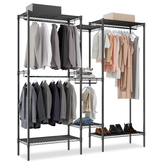 "MoNiBloom Heavy Duty Clothes Rack with Strong Shelves, Adjustable ...