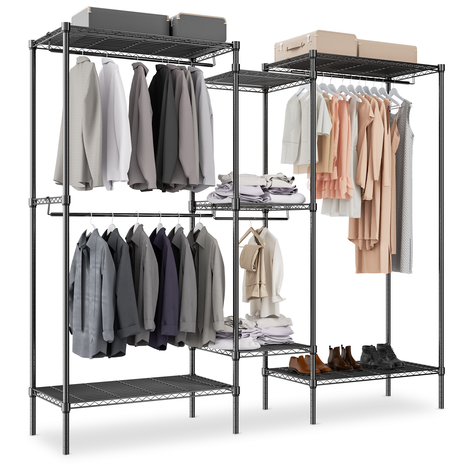 MoNiBloom Heavy Duty Metal Pipe Clothes Rack, Free Standing Corner ...