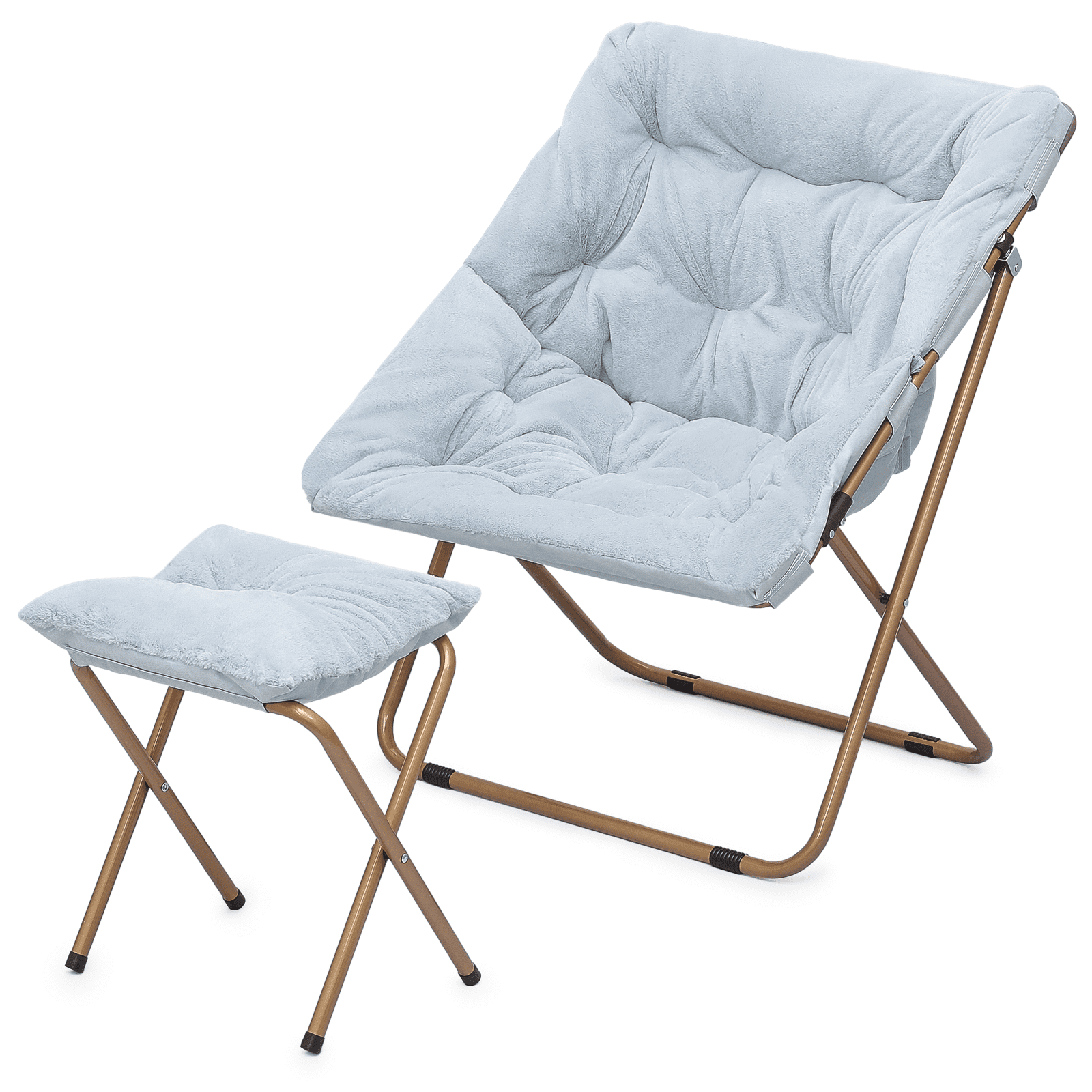 Free Shipping! MoNiBloom Comfy Saucer Chair with Ottoman, Faux Fur ...