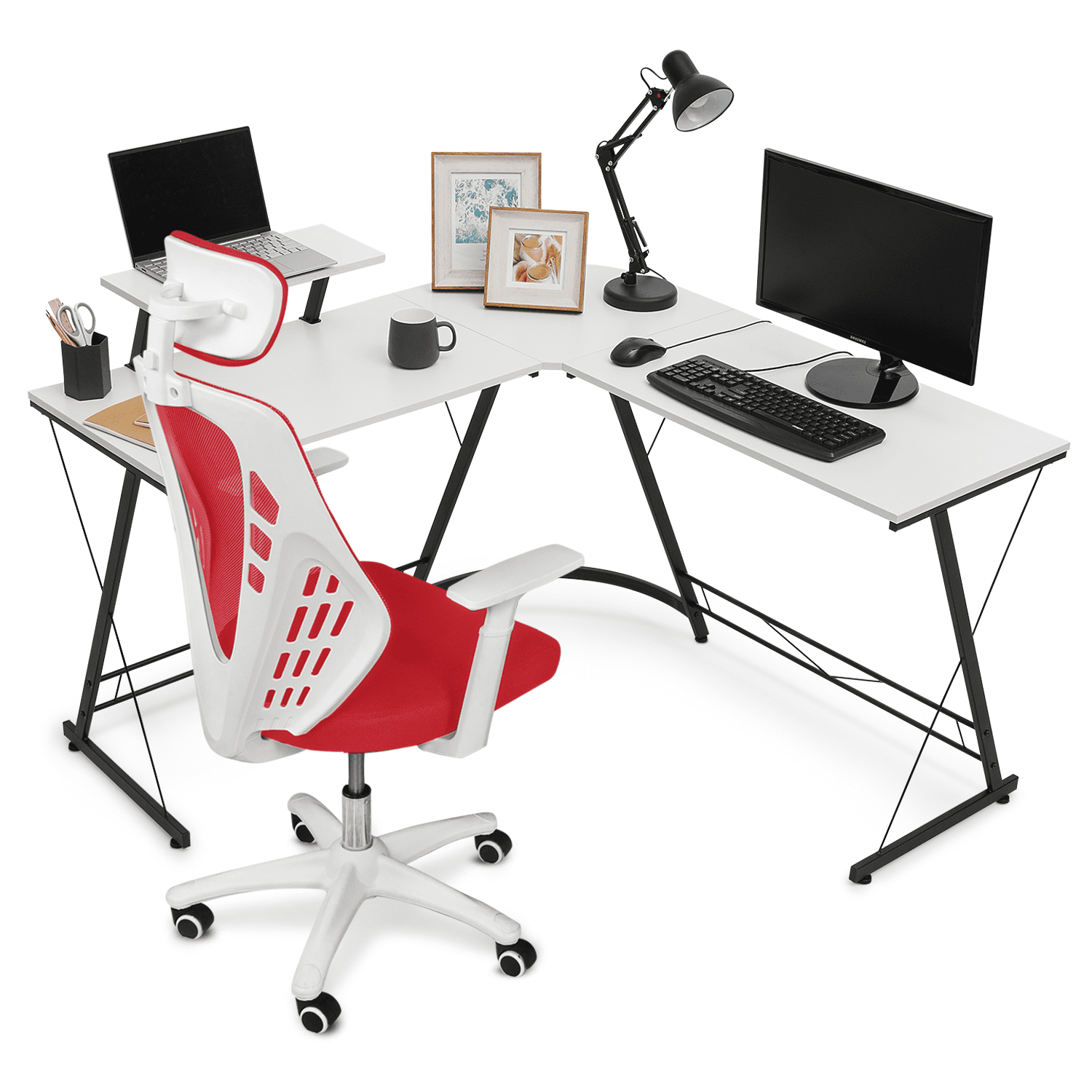 MoNiBloom Computer Desk & Chair Set, Rolling Swivel Task Chair and L ...