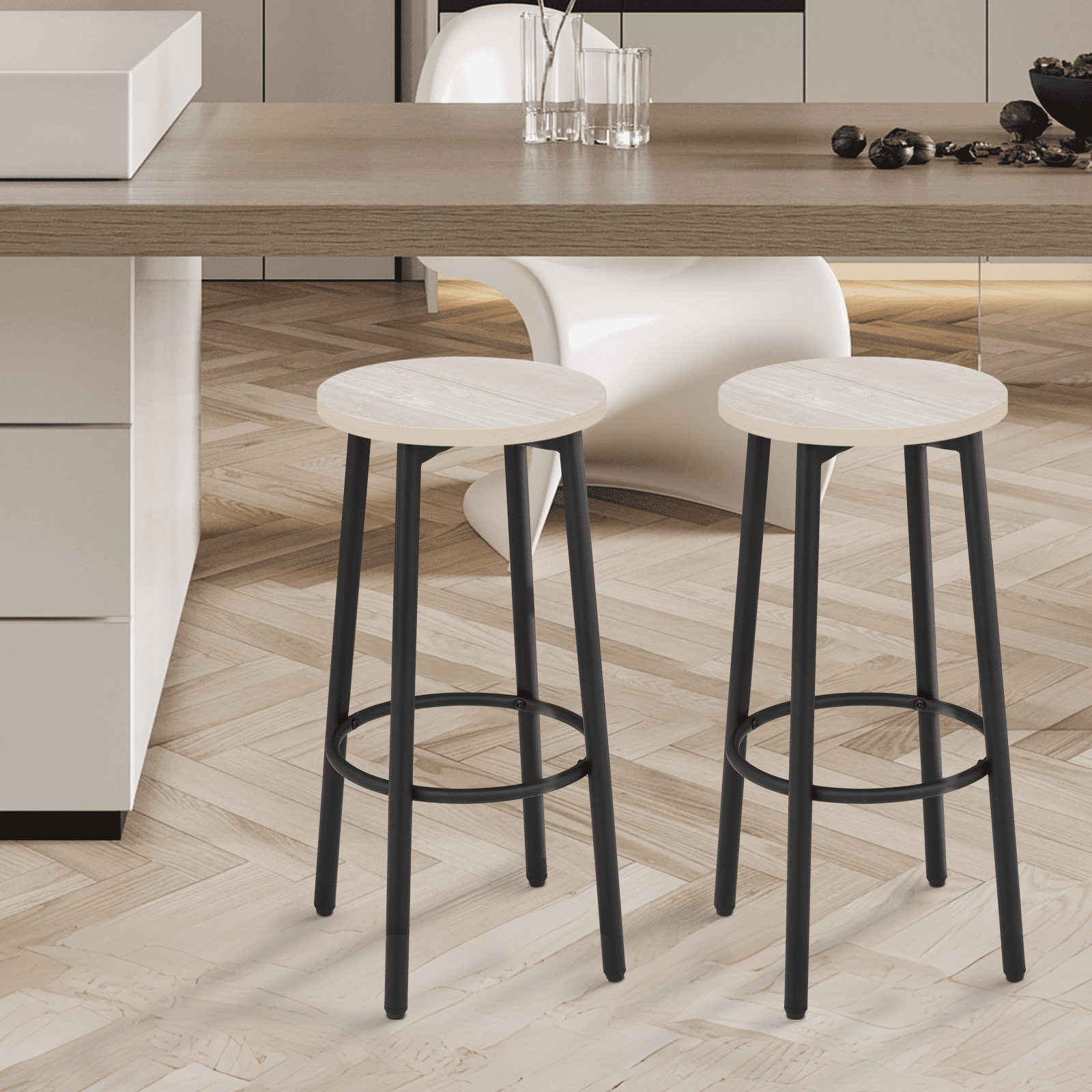 MoNiBloom Counter Height Bar Stools Set of 2, 25.5" Industrial Bar Stools with Steel Frame for ...