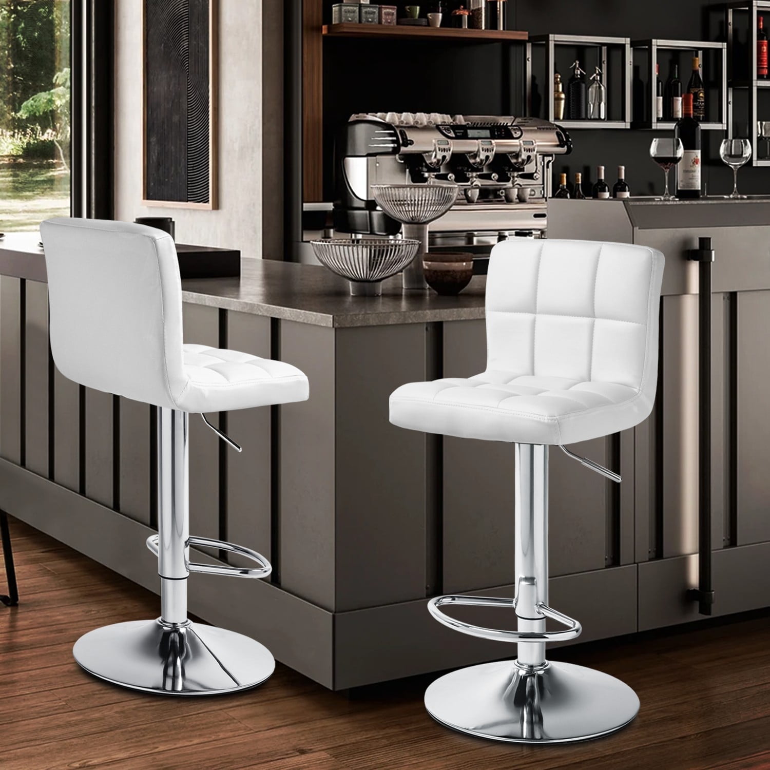 MoNiBloom High Bar Counter Chair, Modern Kitchen Faux Leather Barstools ...