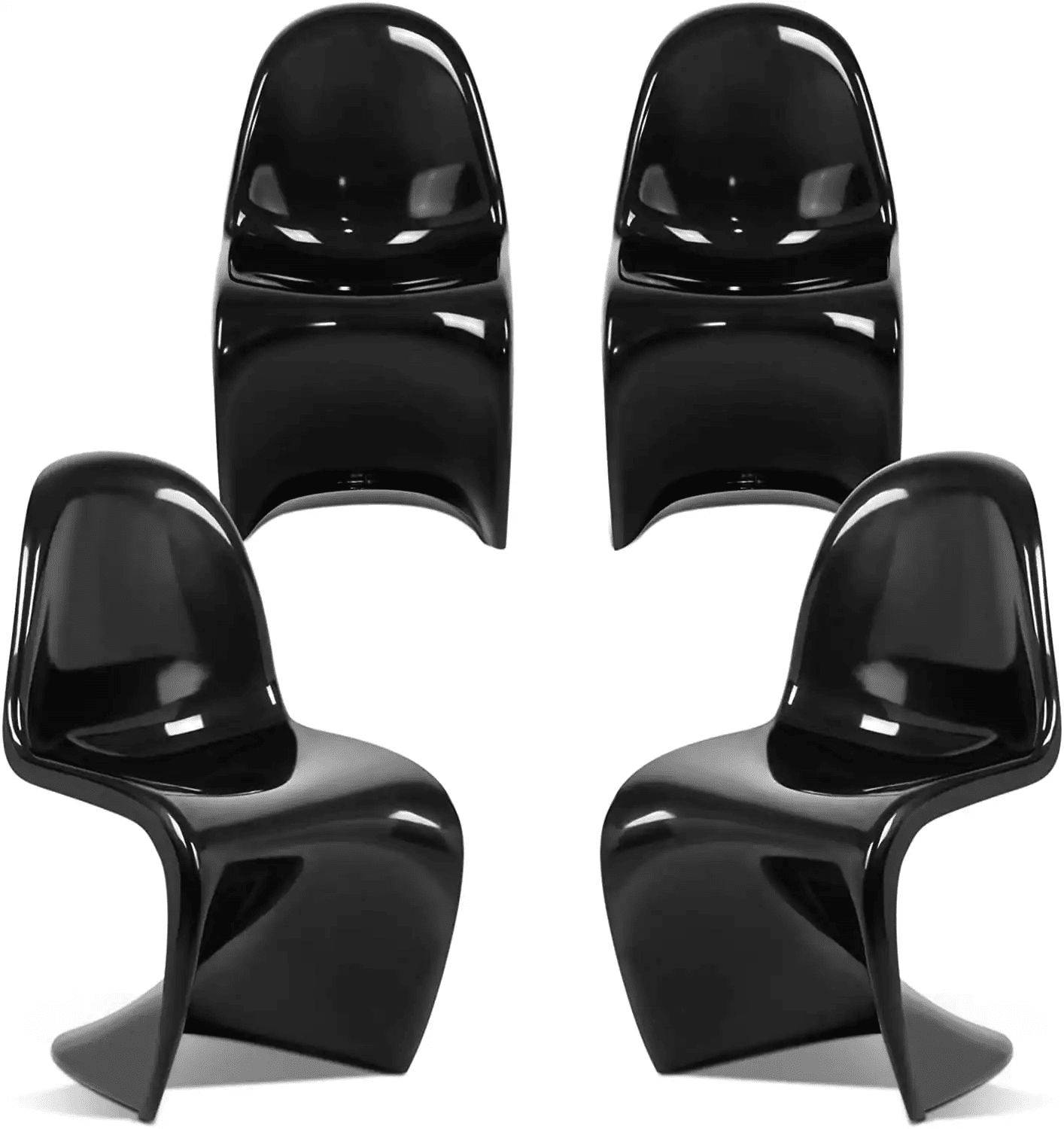 MoNiBloom Dining Chairs Set of 4, S-Shaped Curved Modern Dining Chairs ...
