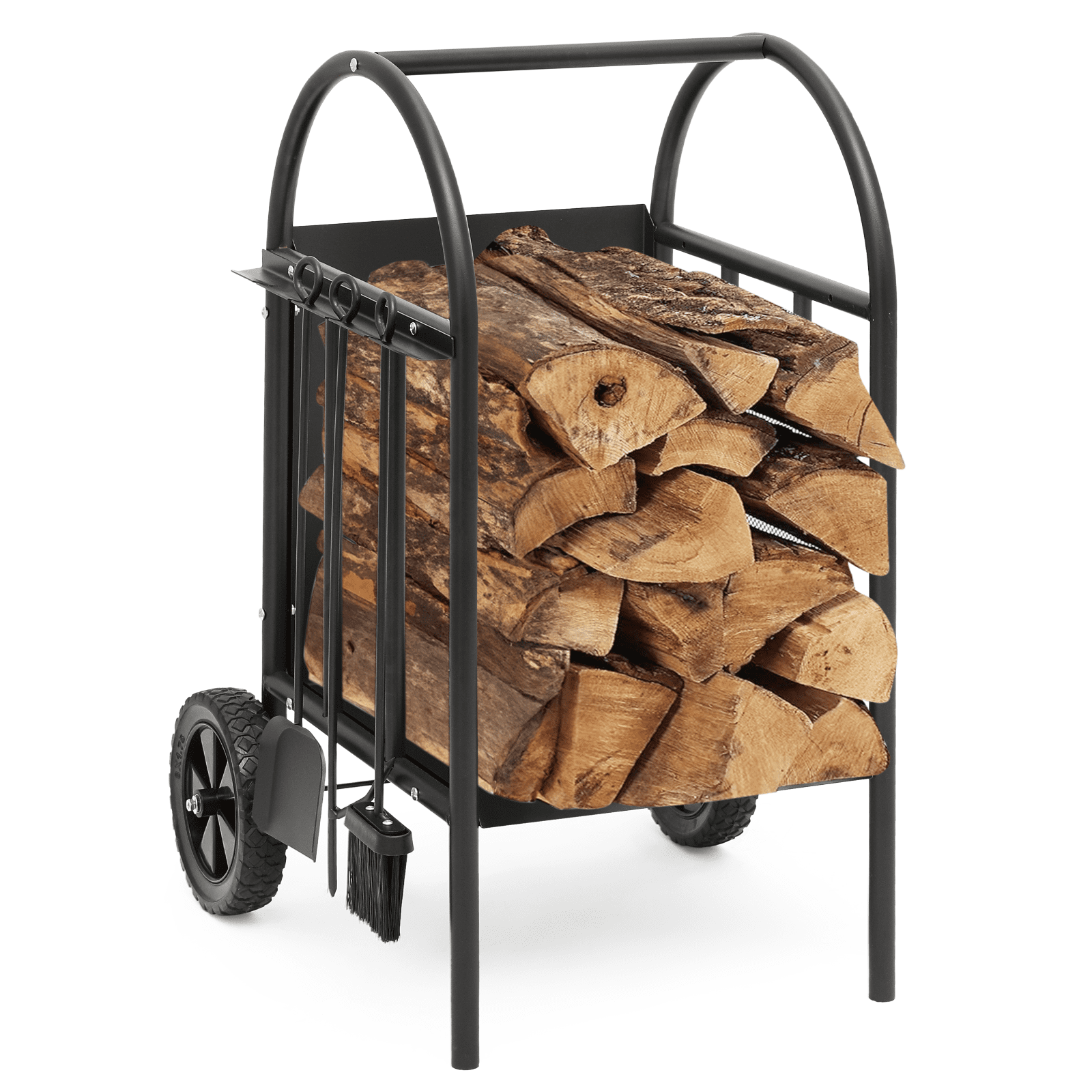 MoNiBloom Firewood Rack Log Cart with Wheels, Fireplace Log Holder with ...