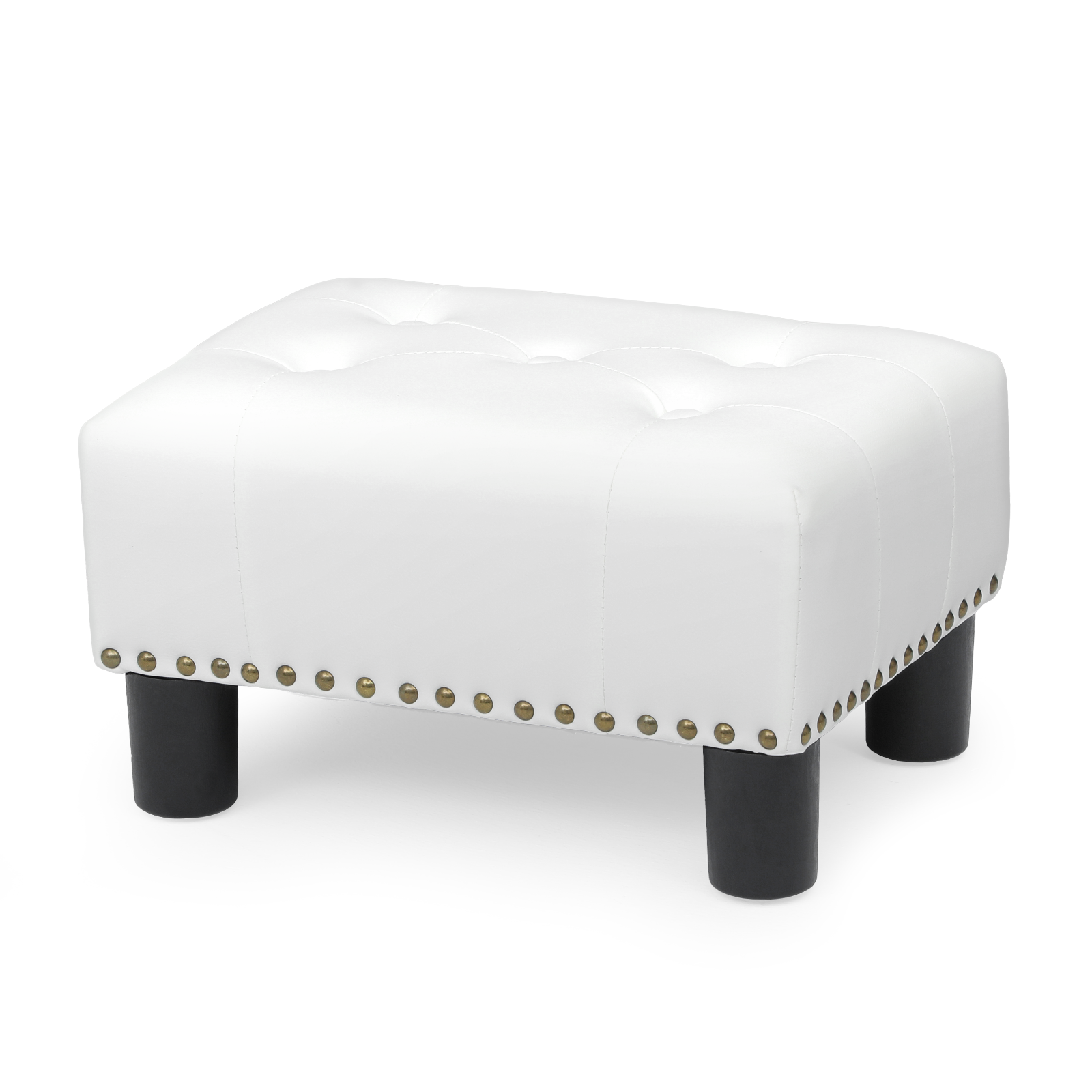 MoNiBloom Footstool Ottoman with Padded Seat, Modern PU Leather ...