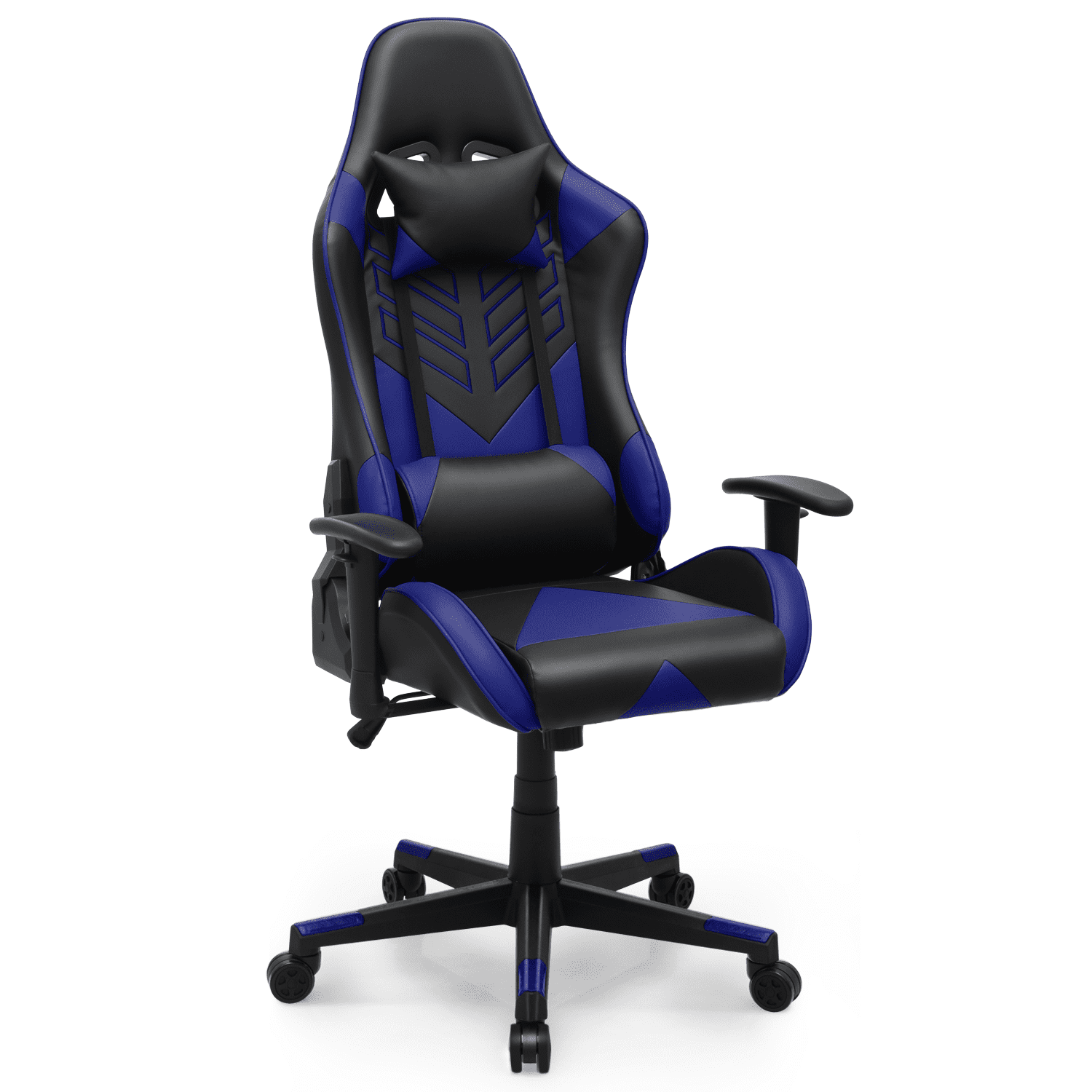 MoNiBloom Gaming Chair, Blue PU Leather, Ergonomic Reclining Chair with ...