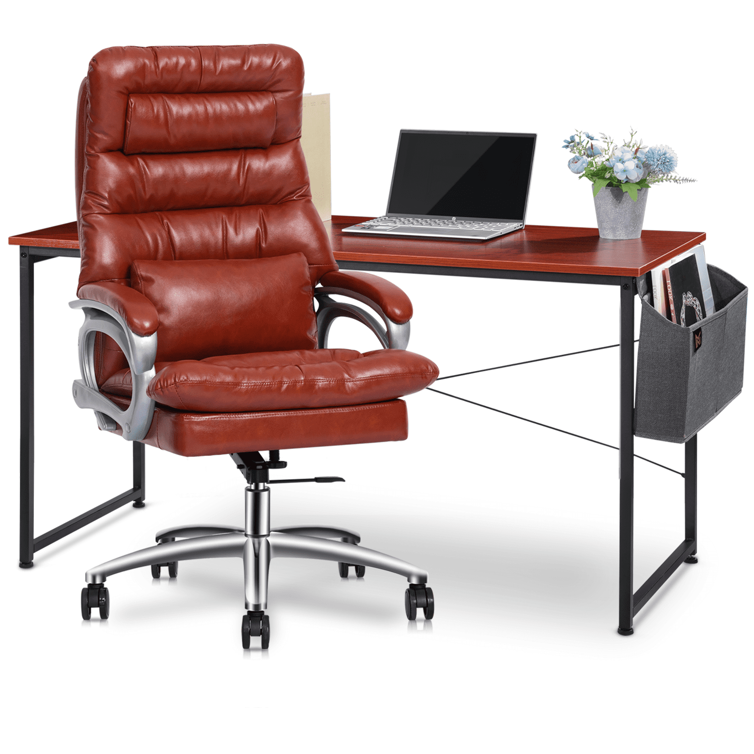 MoNiBloom Home Office Computer Desk and Chair Set, High Back Executive ...