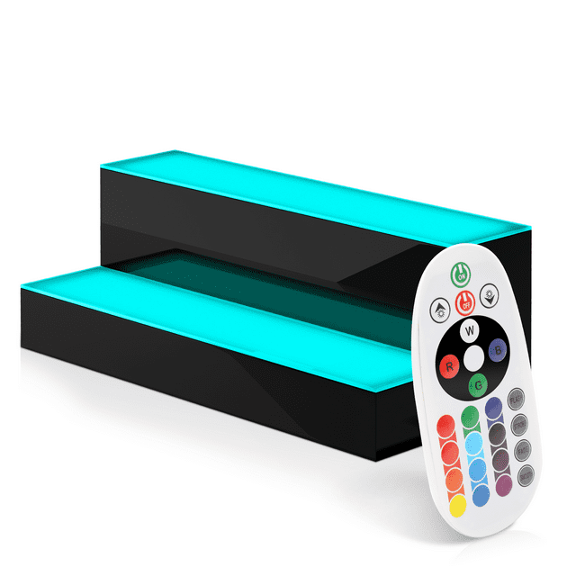 MoNiBloom LED Lighted Liquor Bottle Display Shelf 16 Inch 2 Step ...