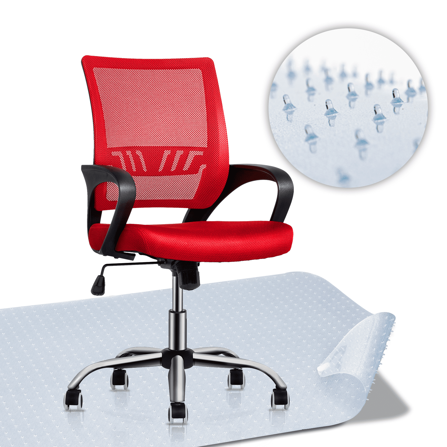MoNiBloom Mesh Mid Back Office Chair with Floor Mat, Ergonomic Swivel ...