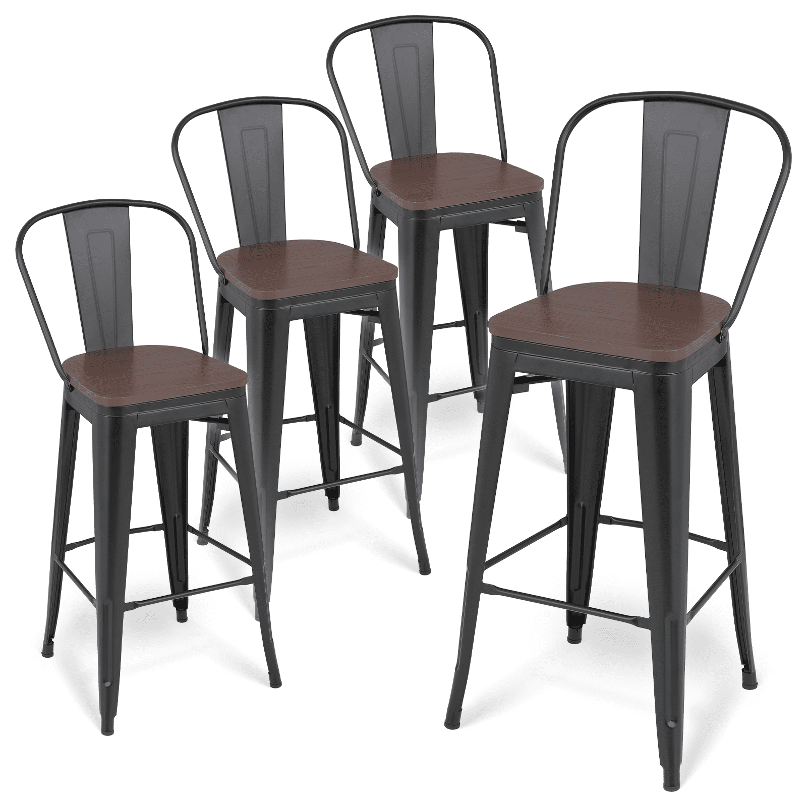 MoNiBloom Metal Dining Side Chairs Set of 4, Modern Stackable Bistro ...