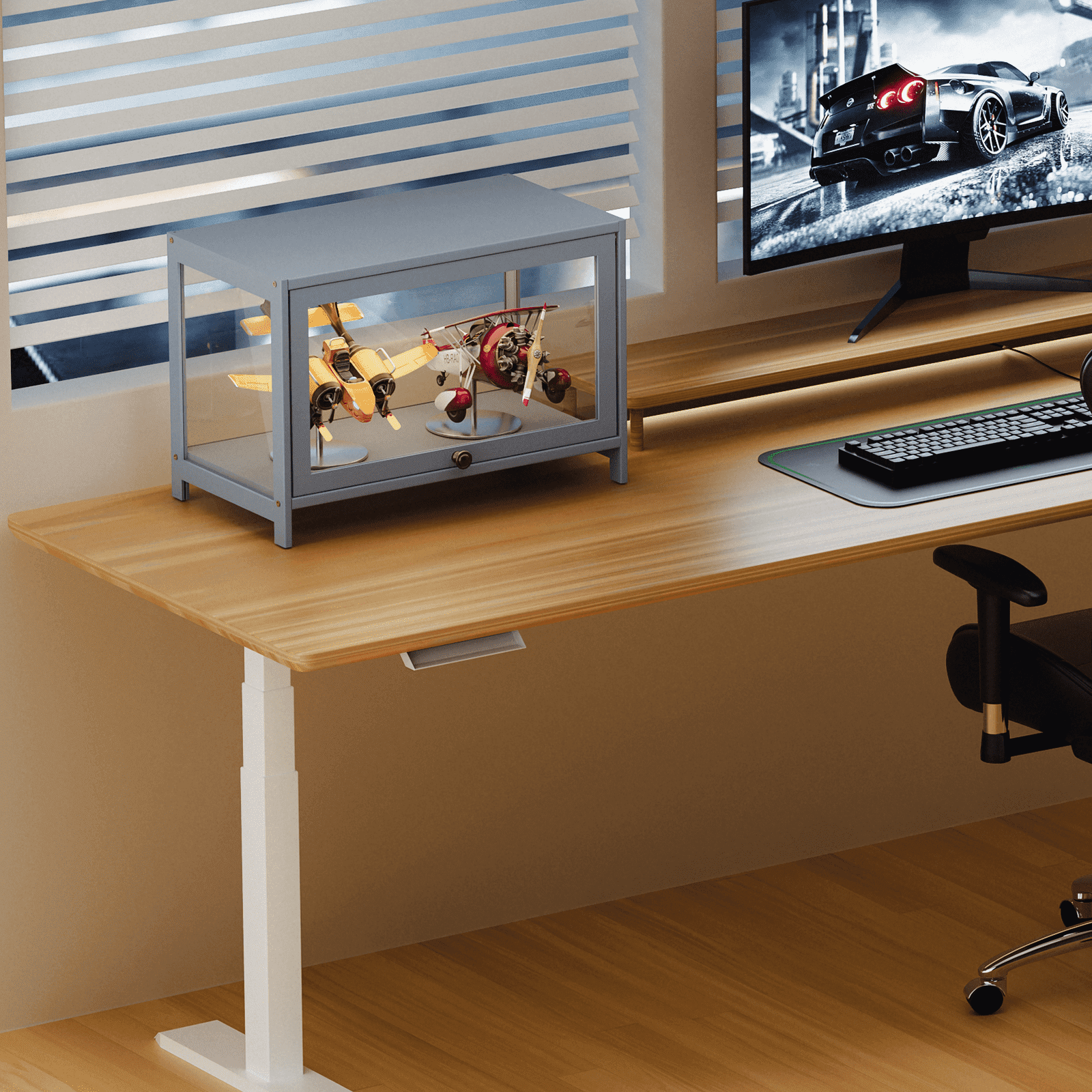 MoNiBloom Modern 15.7" 1-Tier Transparent Display Cabinet with Flip Up ...