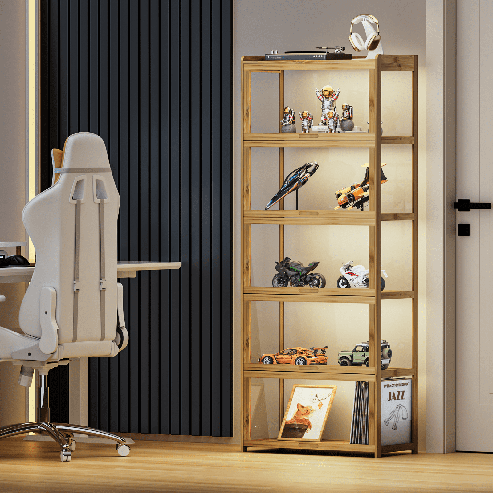 MoNiBloom Modern 68" 5-Tier Transparent Display Cabinet with Acrylic ...