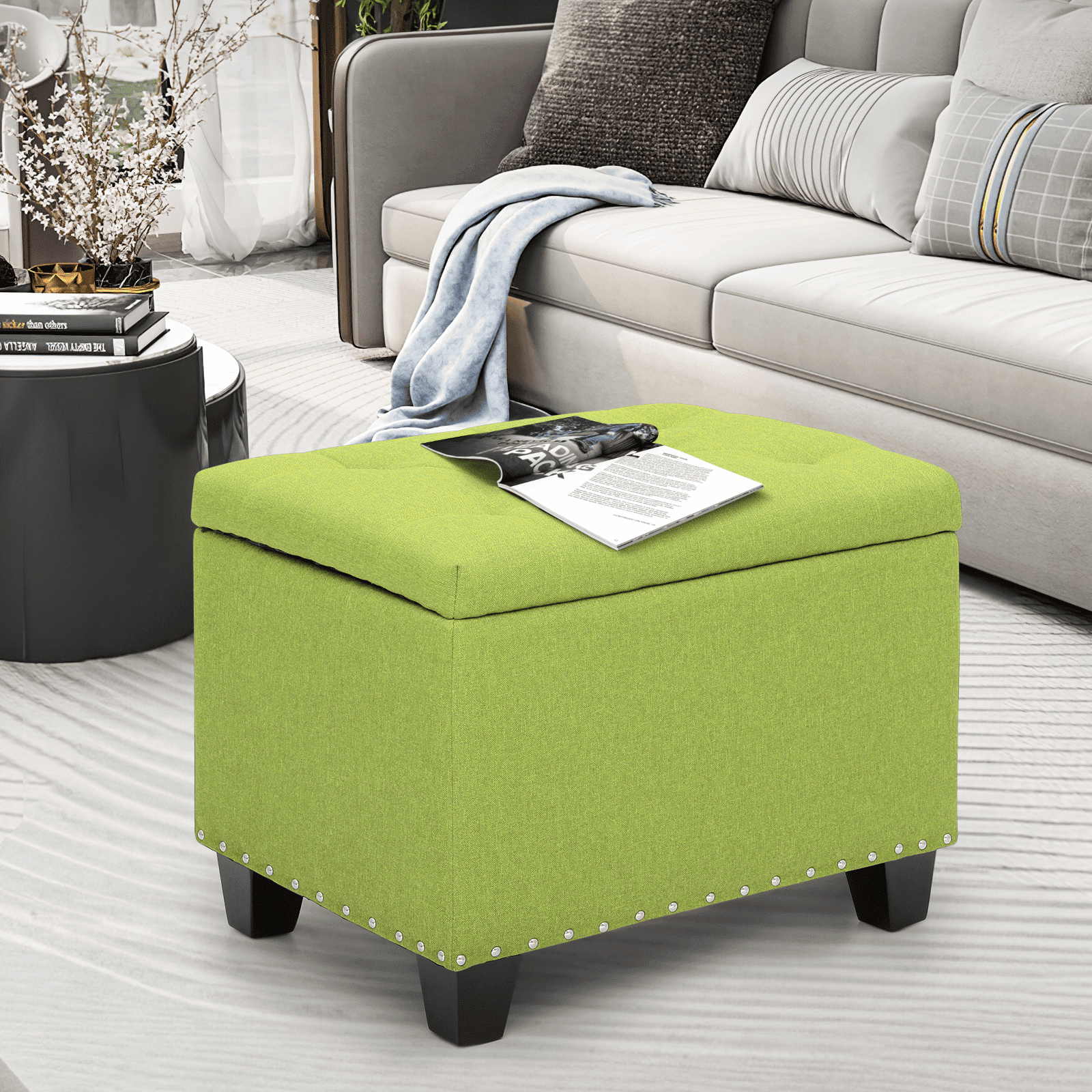 MoNiBloom Sturdy Wood Seat Top Furniture: Modern Microfiber Upholstered ...