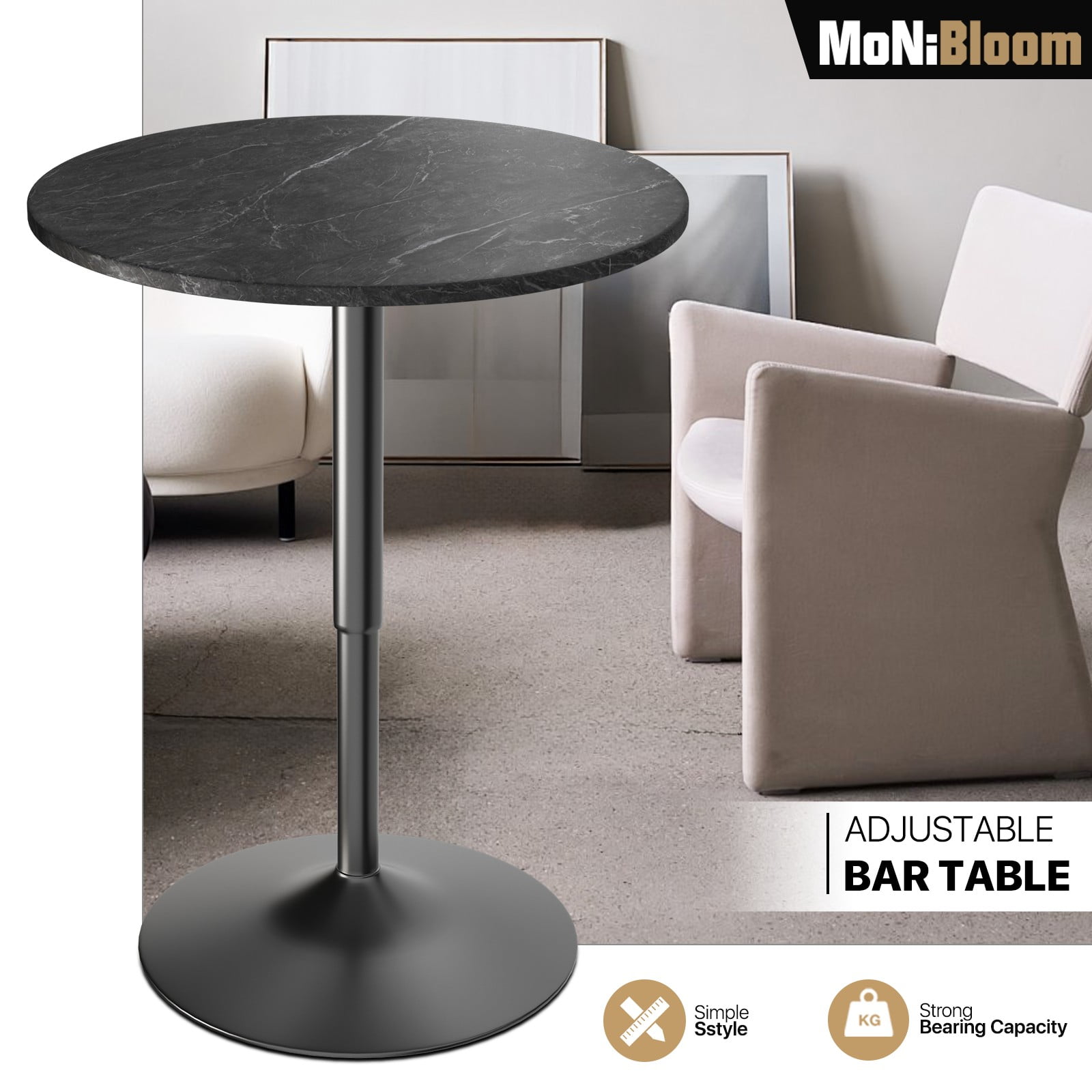 Free Shipping! MoNiBloom Modern Round Bar Table, Height Adjustable Bar ...
