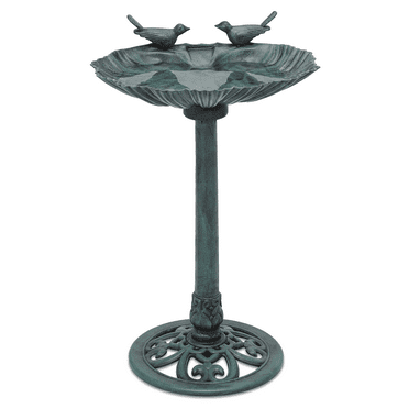 Pefilos 31" Outdoor Pedestal Garden Bird Bath with Solar Light, Bird ...