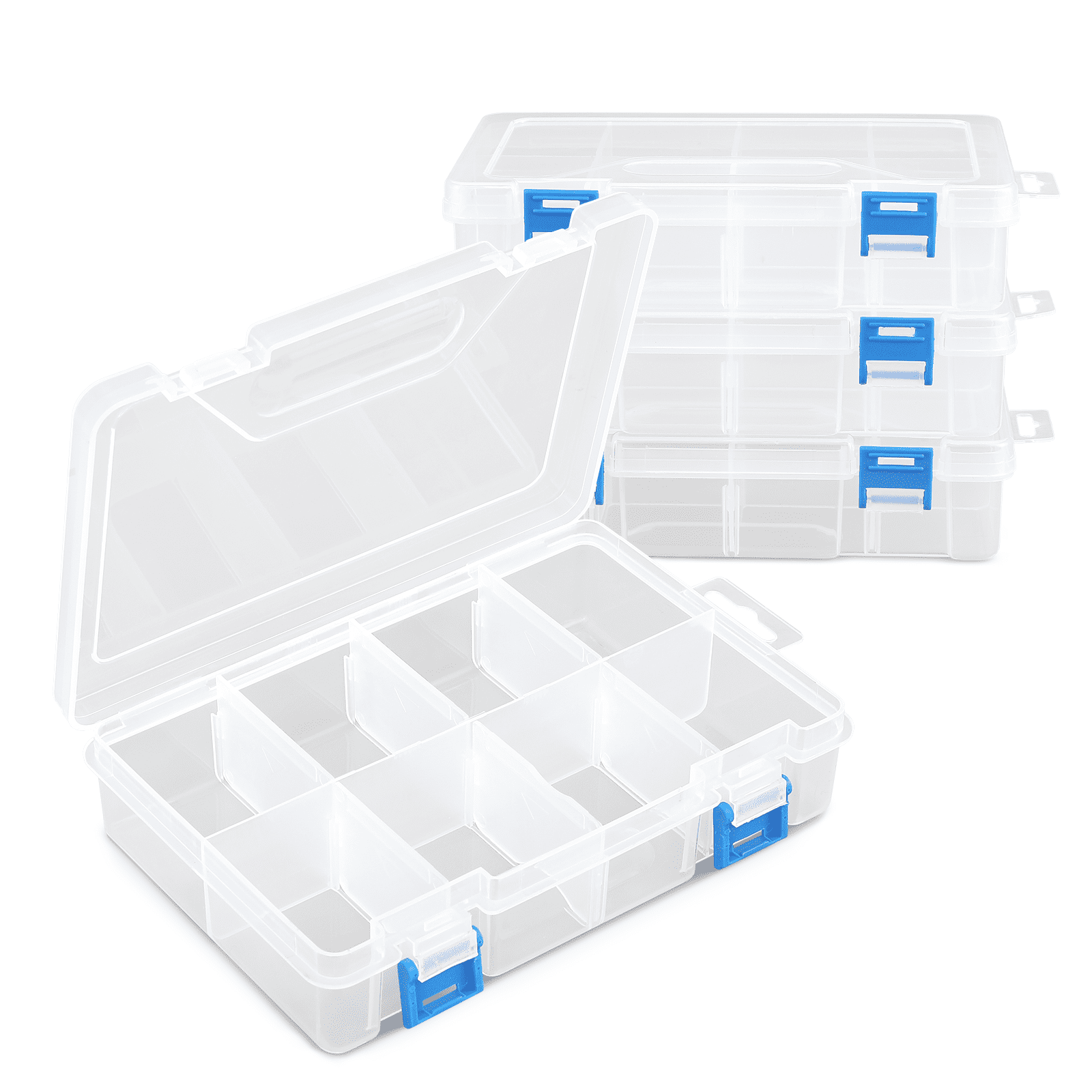 MoNiBloom Plastic Grid Boxes 8 Grids Clear Storage Transparent ...