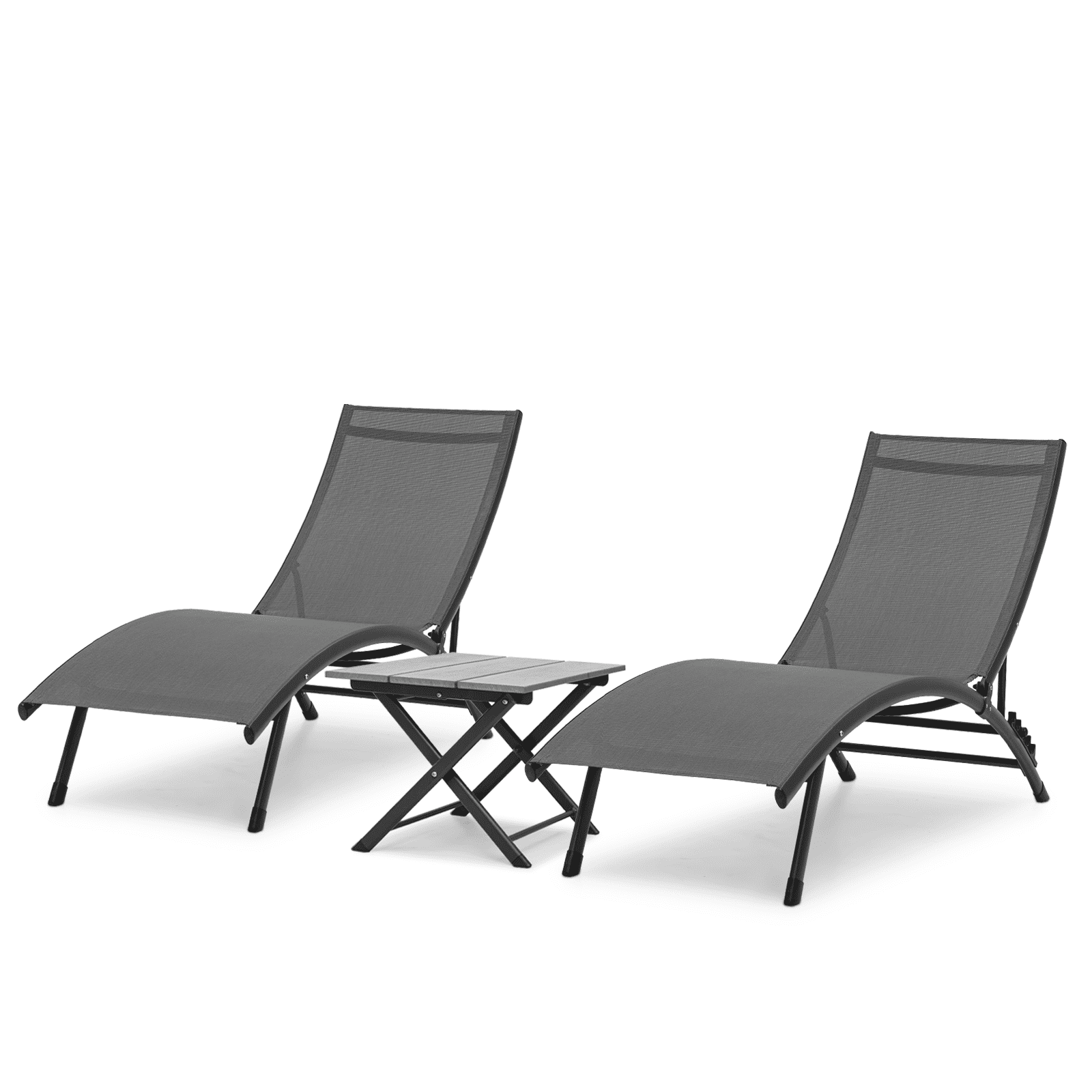 MoNiBloom Pool Lounge Chairs Set of 3, Adjustable Outdoor Chaise Lounge ...