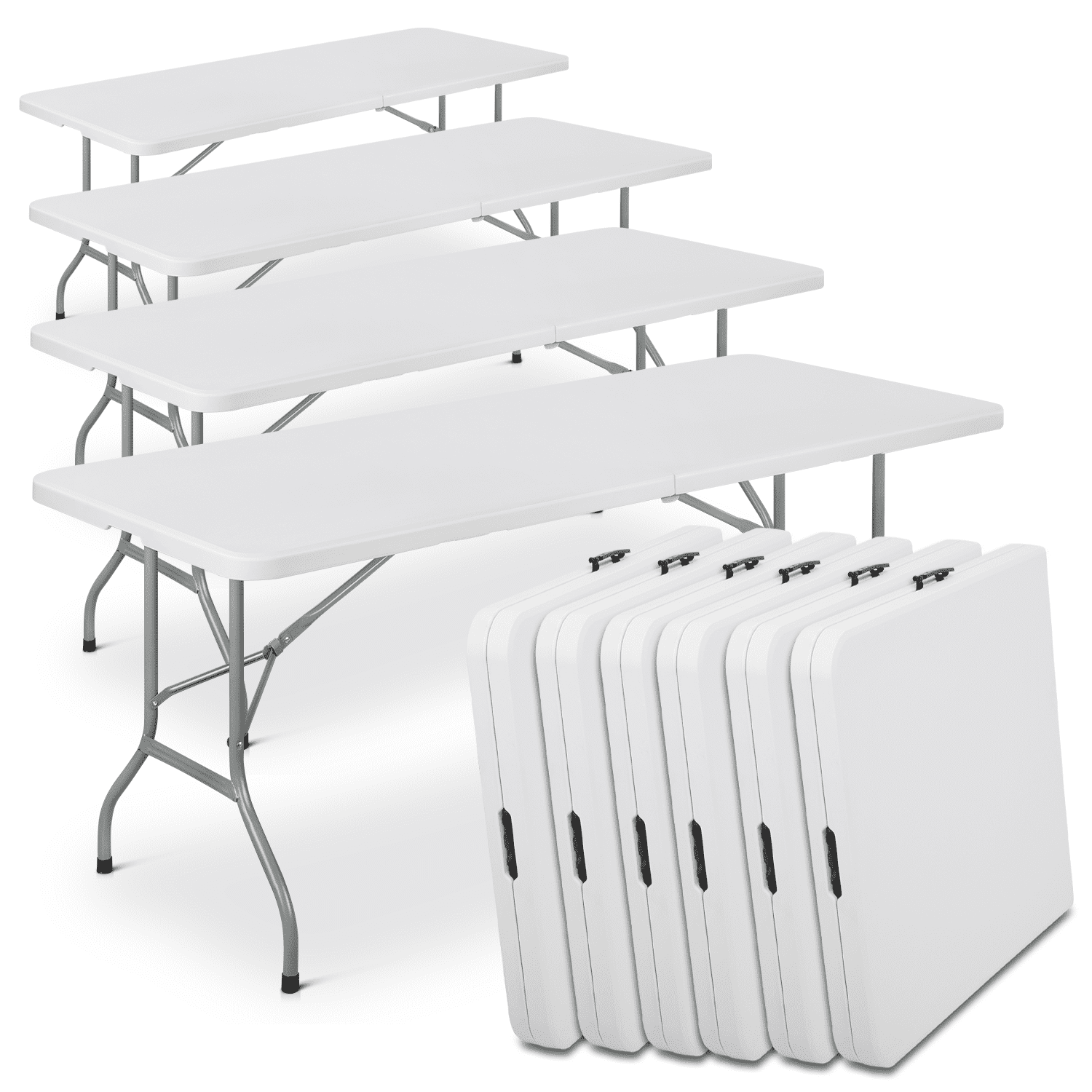MoNiBloom Lightweight 6Ft Folding Card Table, 10-pc Set with Handle ...
