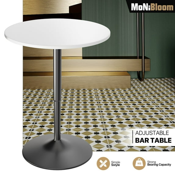 MoNiBloom Adjustable Height Round Bar Table, Swivel Pub, 23.6" Wood Top ...