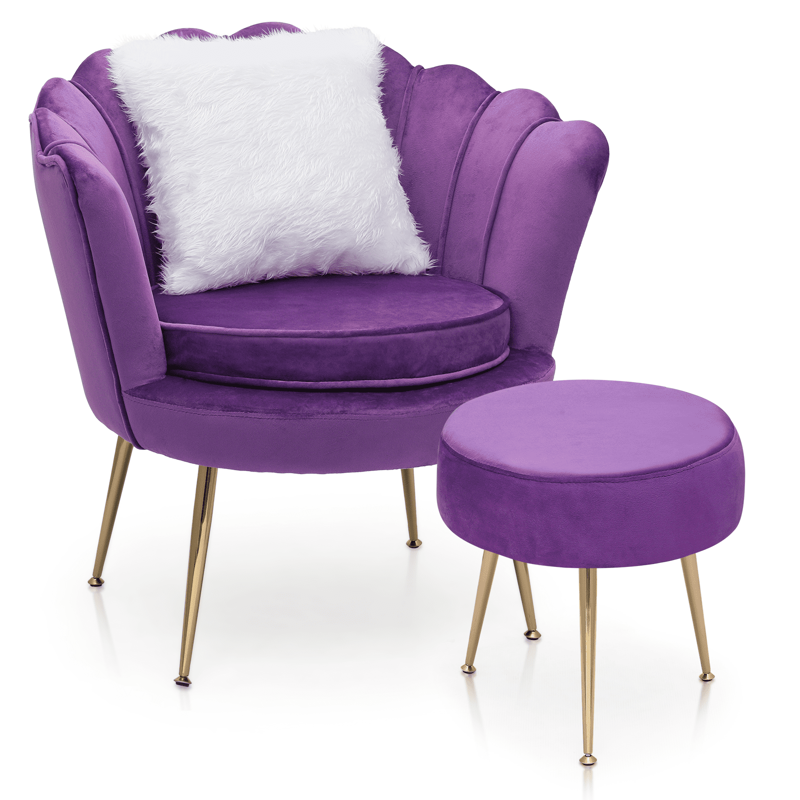 MoNiBloom Set of 2 Velvet Accent Chair with Pillow and Stool ...